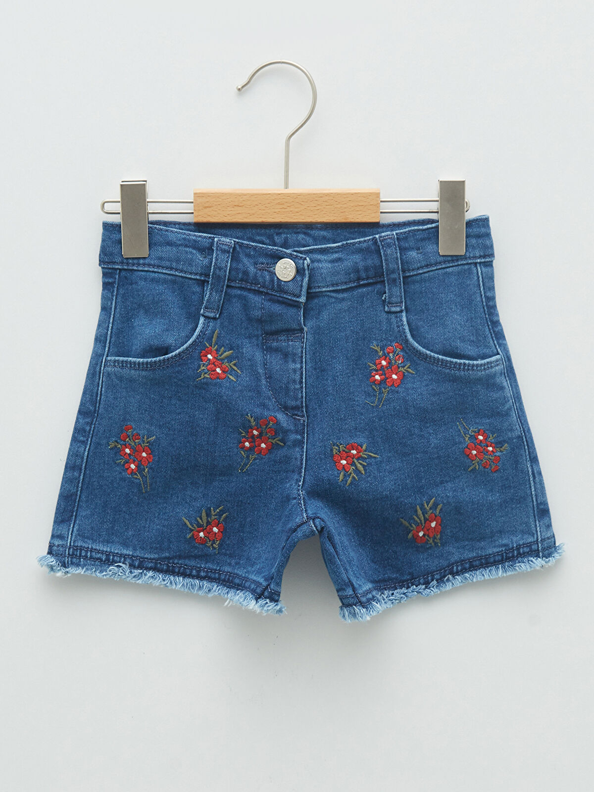 Nakışlı Kız Bebek Jean Şort
