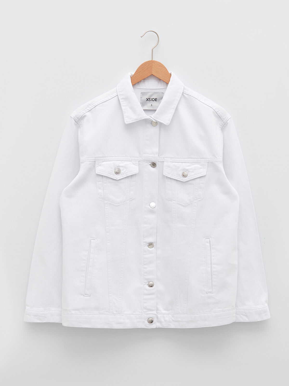 XSIDE Gömlek Yaka Düz Uzun Kollu Kadın Jean Ceket