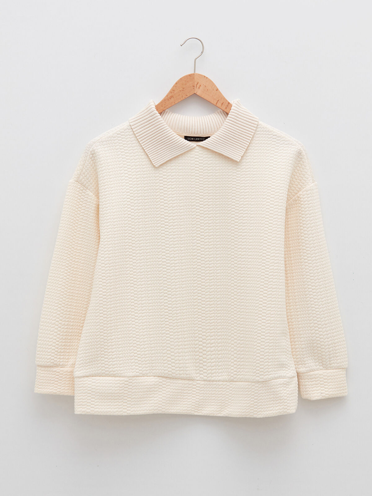 LCW LIMITED Polo Yaka Kendinden Desenli Uzun Kollu Kadın Sweatshirt