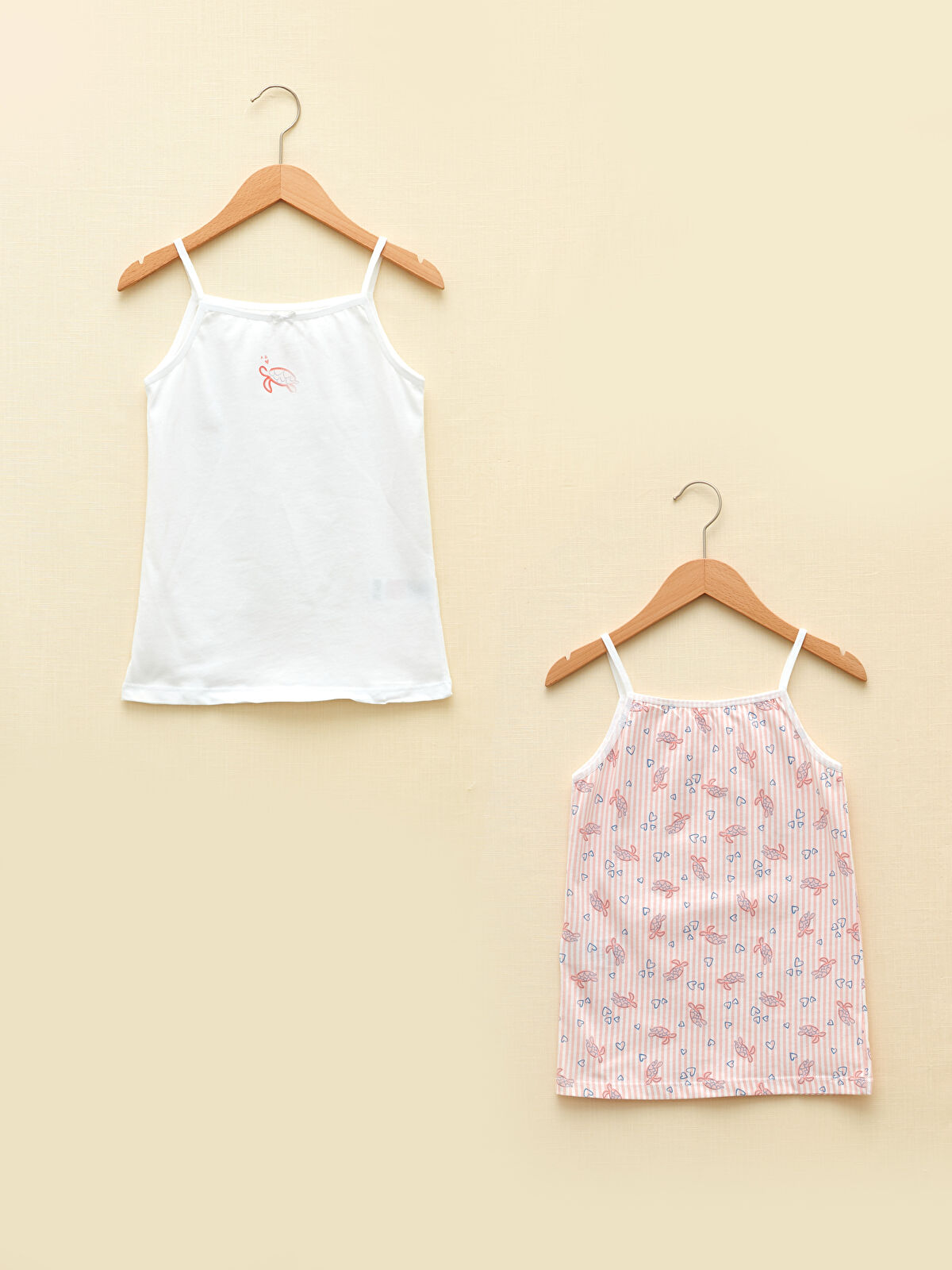 LCW GREEN Kare Yaka Baskılı Askılı Organik Pamuklu Kız Çocuk Atlet 2'li