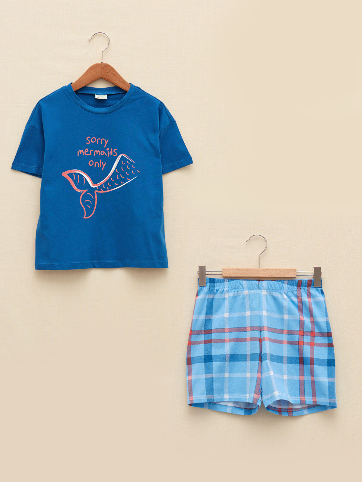 LCW GREEN Bisiklet Yaka Baskılı Kısa Kollu Pamuklu Erkek Çocuk Şortlu Pijama Takımı