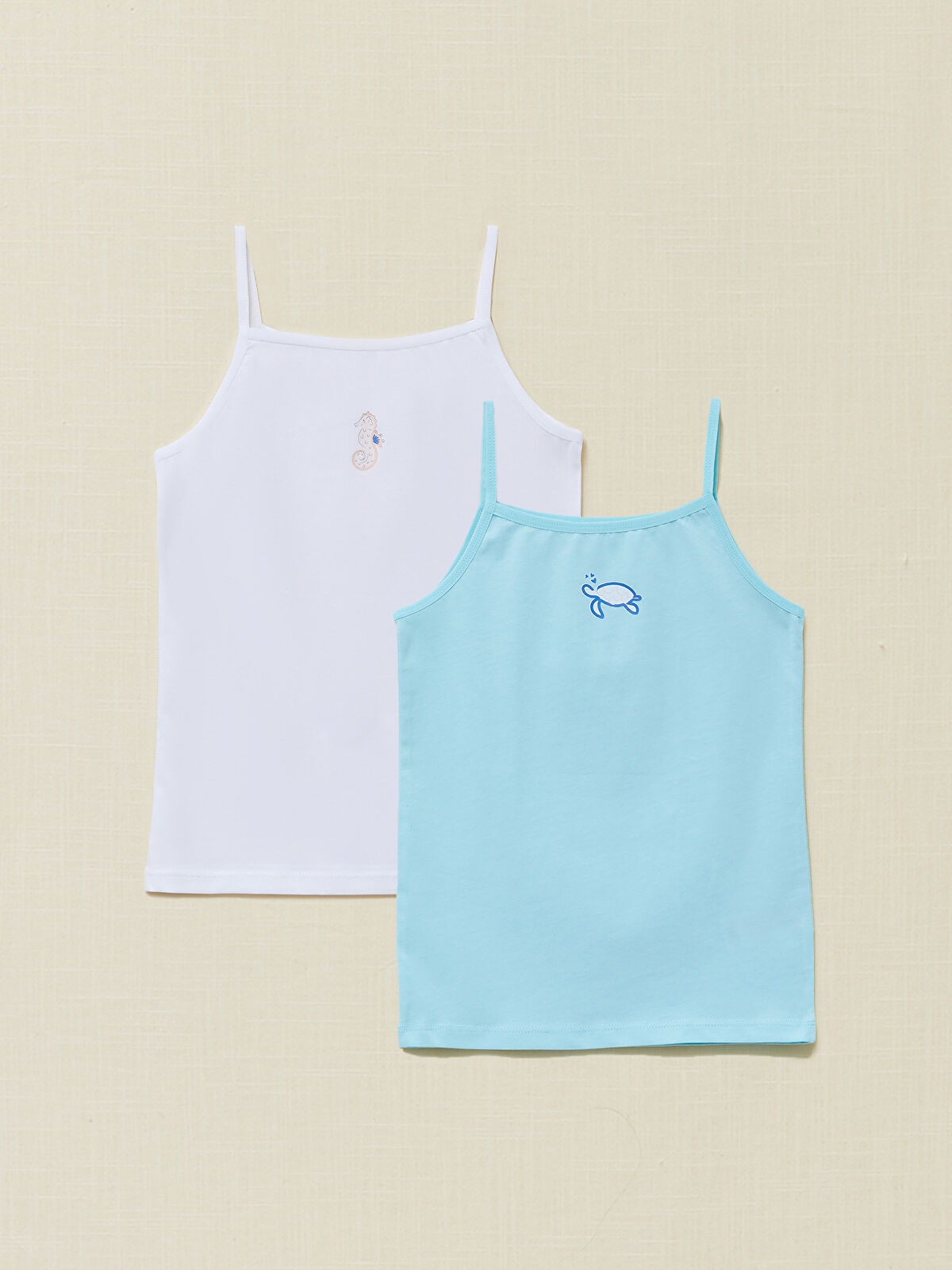 Kare Yaka Basic Askılı Pamuklu Kız Çocuk Atlet 2'li