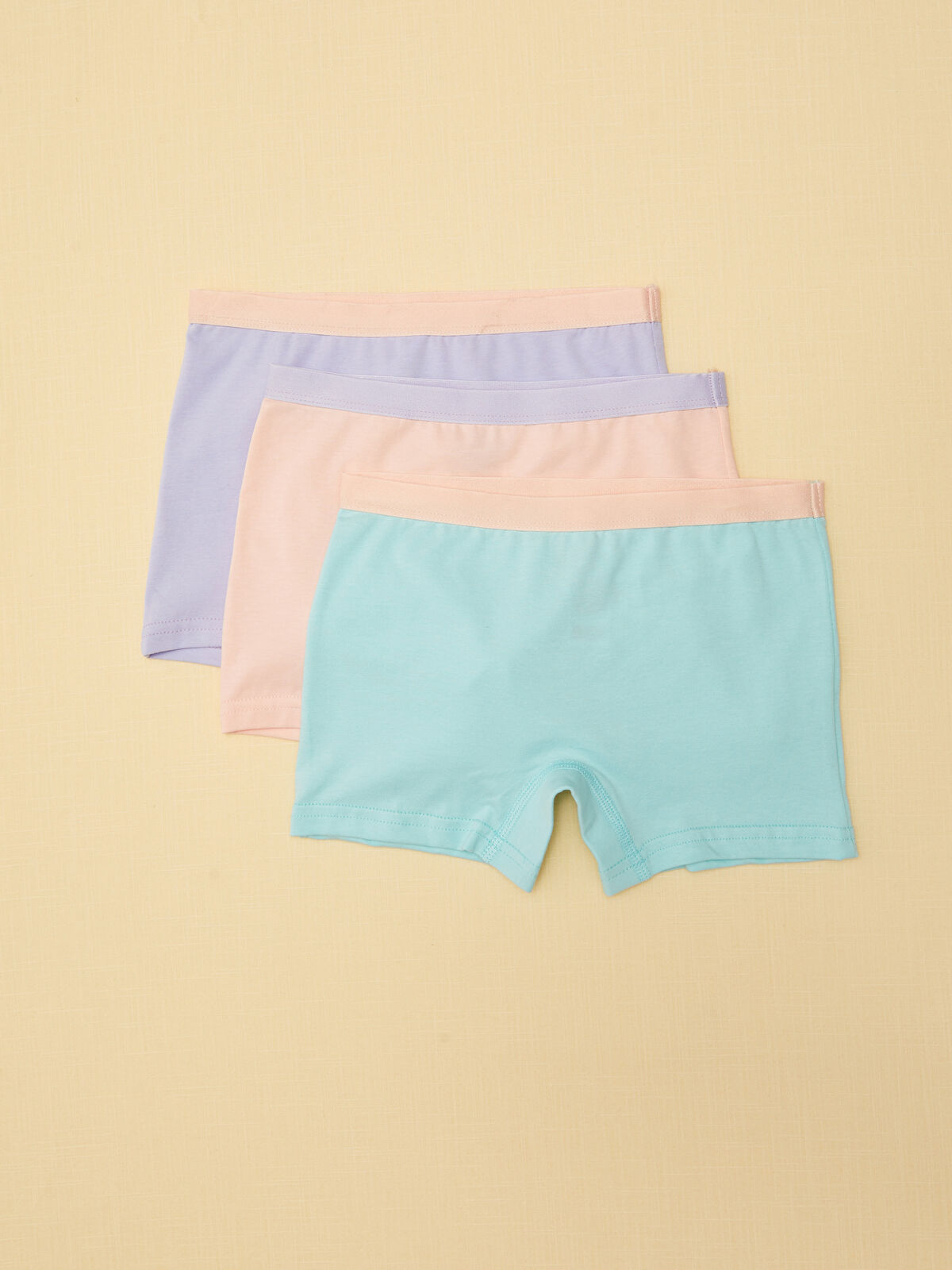 LCW GREEN Beli Lastikli Organik Pamuklu Basic Kız Çocuk Boxer 3'lü