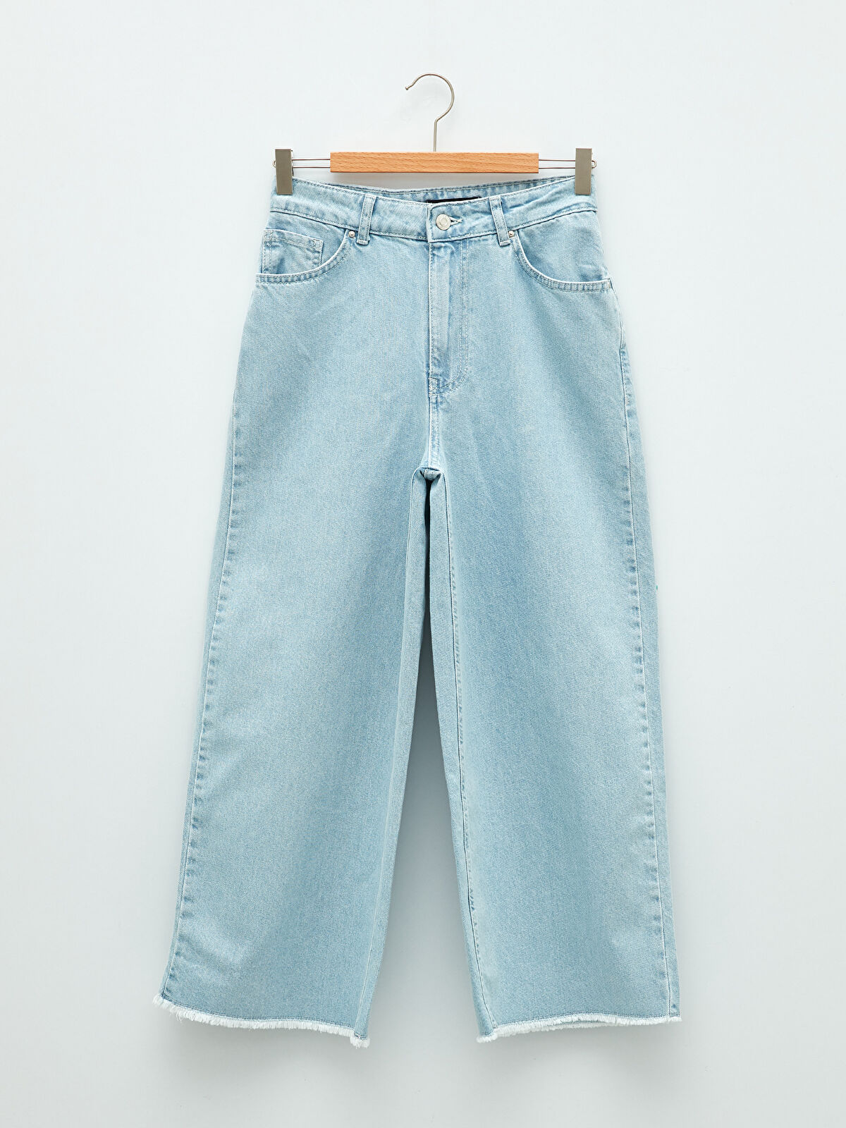 XSIDE Standart Fit Düz Cep Detaylı Geniş Paça Kadın Jean Pantolon