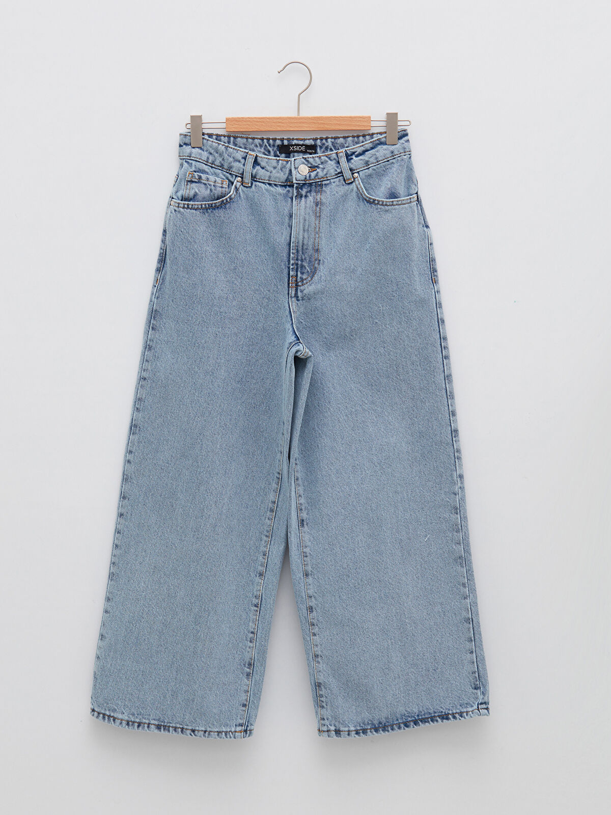 XSIDE Standart Fit Düz Cep Detaylı Geniş Paça Kadın Jean Pantolon