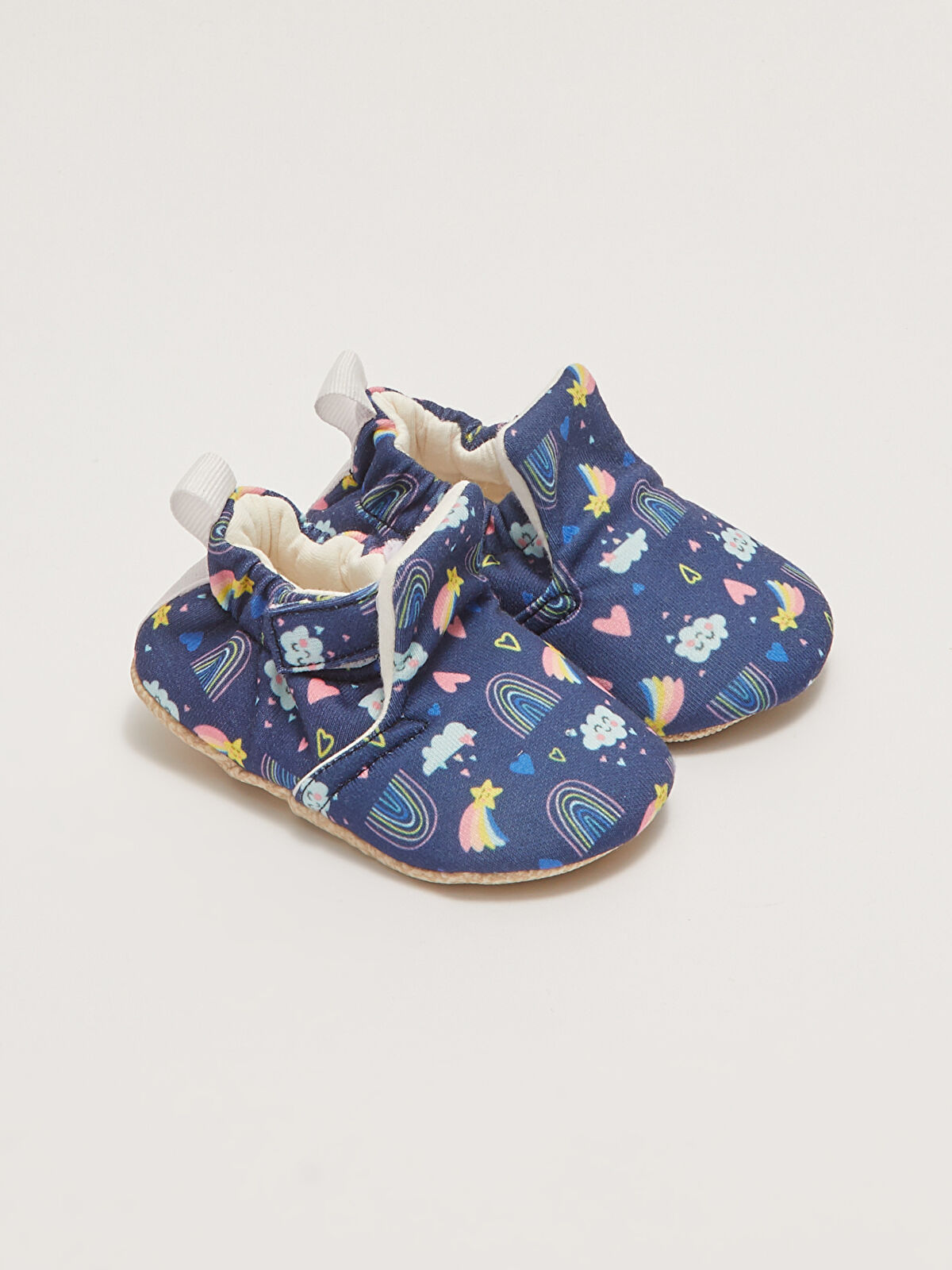 Pamuk Astarlı Baskılı Cırt Cırtlı Kız Bebek Yürüme Öncesi Ayakkabı
