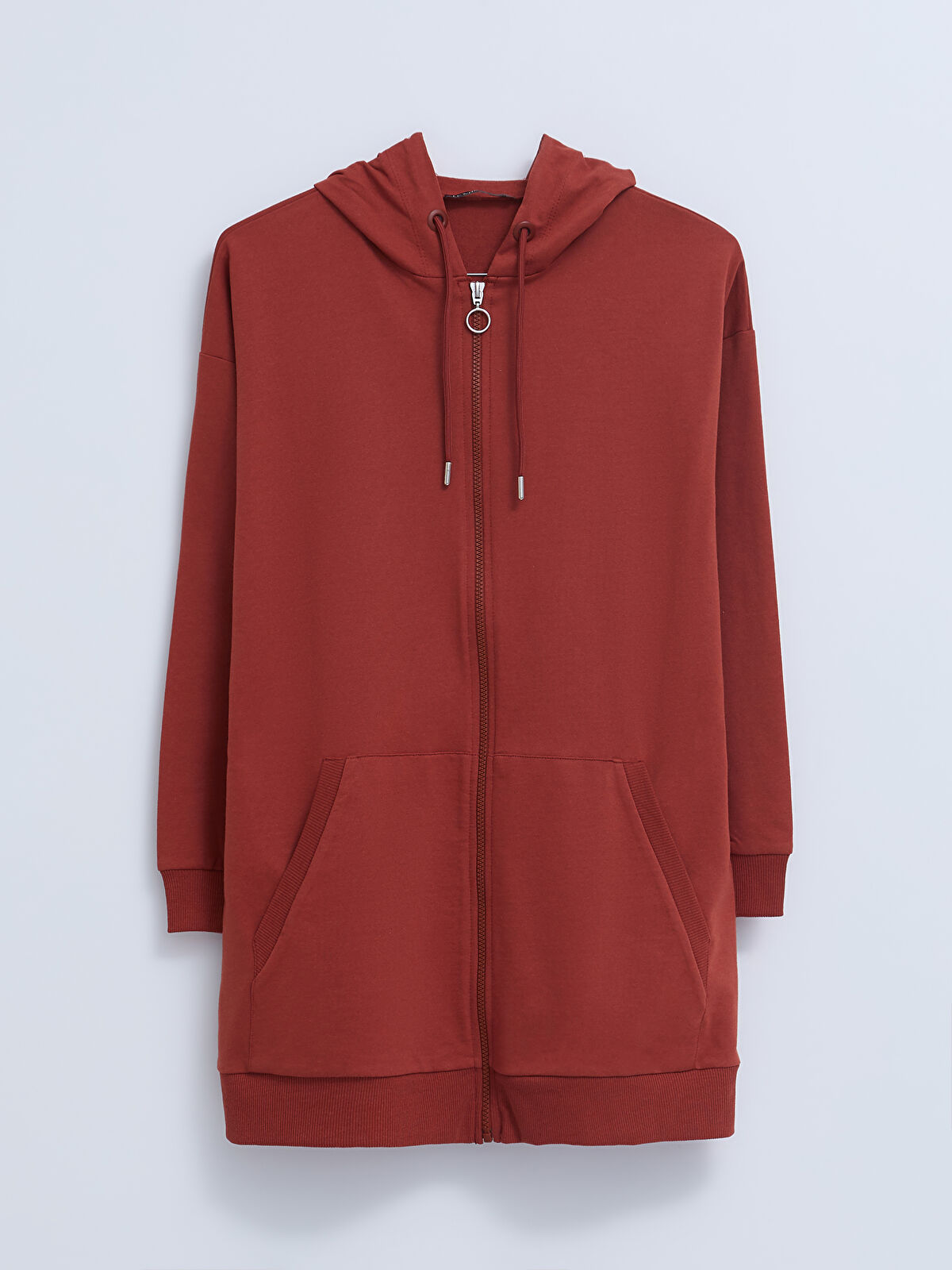 MODEST Kapüşonlu Düz Uzun Kollu Oversize Kadın Spor Hırka