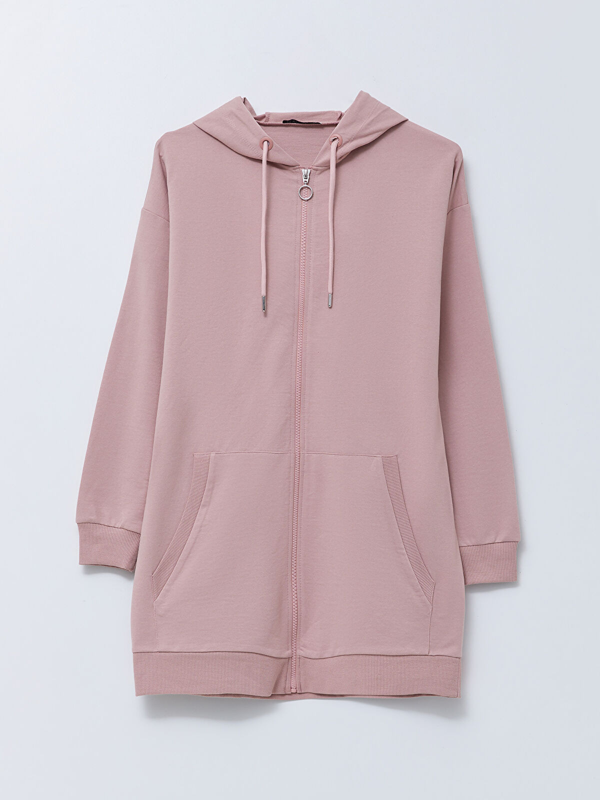 MODEST Kapüşonlu Düz Uzun Kollu Oversize Kadın Spor Hırka