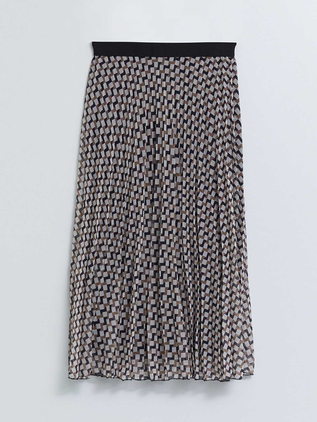 LCW CLASSIC Beli Lastikli Desenli Şifon Kadın Pileli Etek