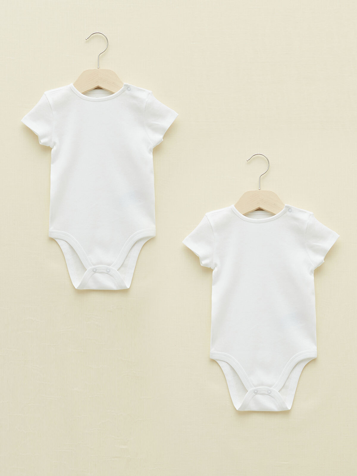 Bisiklet Yaka Kısa Kollu Basic Organik Pamuklu Kız Bebek Çıtçıtlı Body 2'li