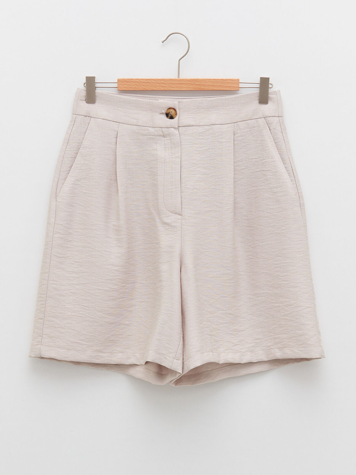 LCW VISION Yüksek Bel Standart Fit Düz Keten Kadın Bermuda Şort