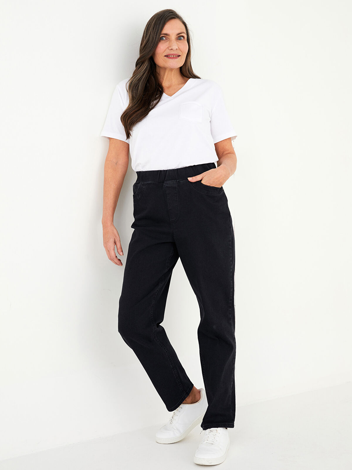 LCW GRACE Beli Lastikli Slim Fit Düz Cep Detaylı Kadın Jean Pantolon