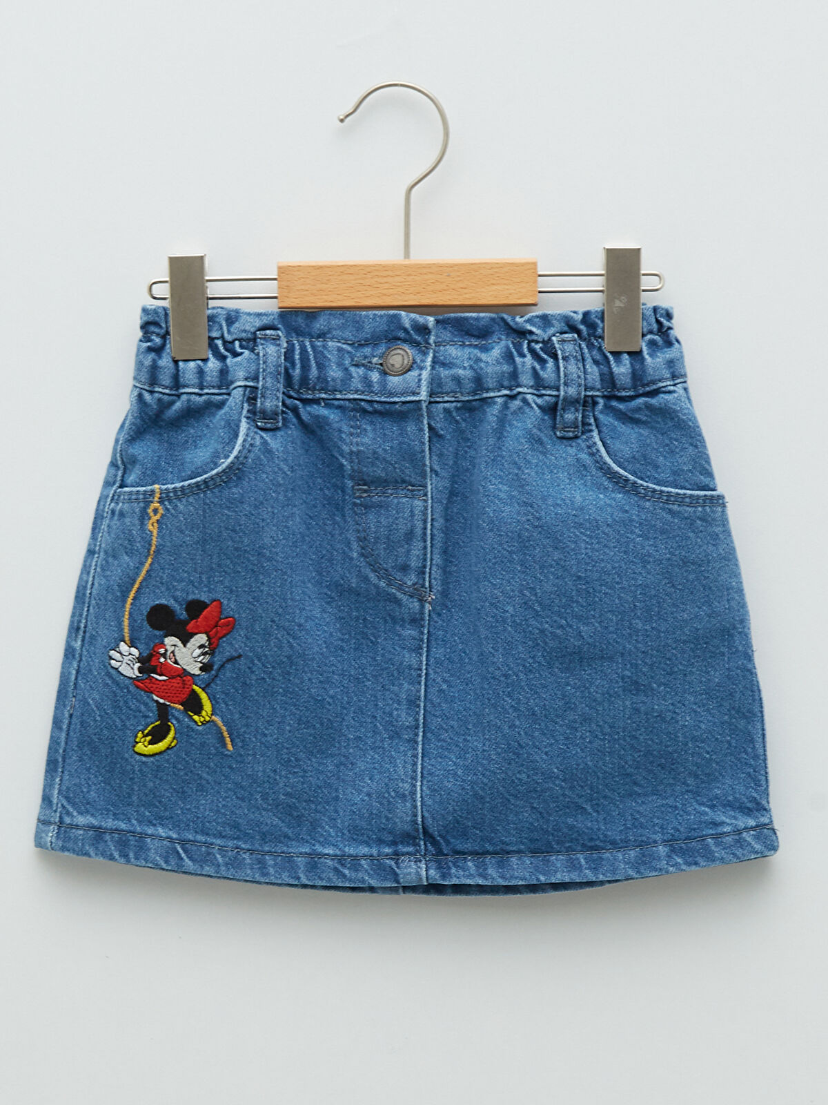 Beli Lastikli Minnie Mouse Nakışlı Kız Bebek Etek