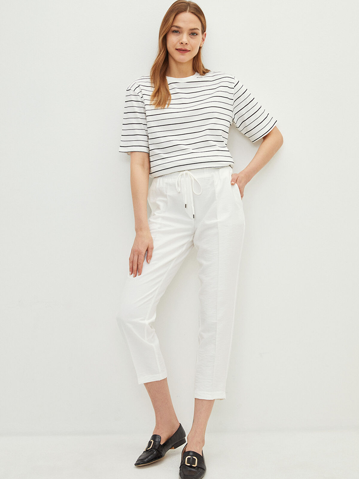 MODEST Beli Lastikli Rahat Kalıp Düz Cep Detaylı Kadın Harem Pantolon