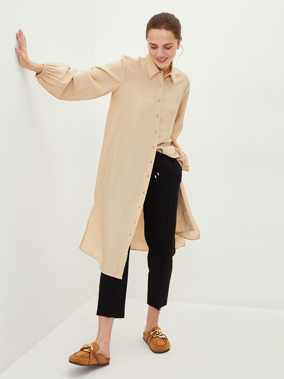 MODEST Beli Lastikli Rahat Kalıp Düz Cep Detaylı Kadın Harem Pantolon