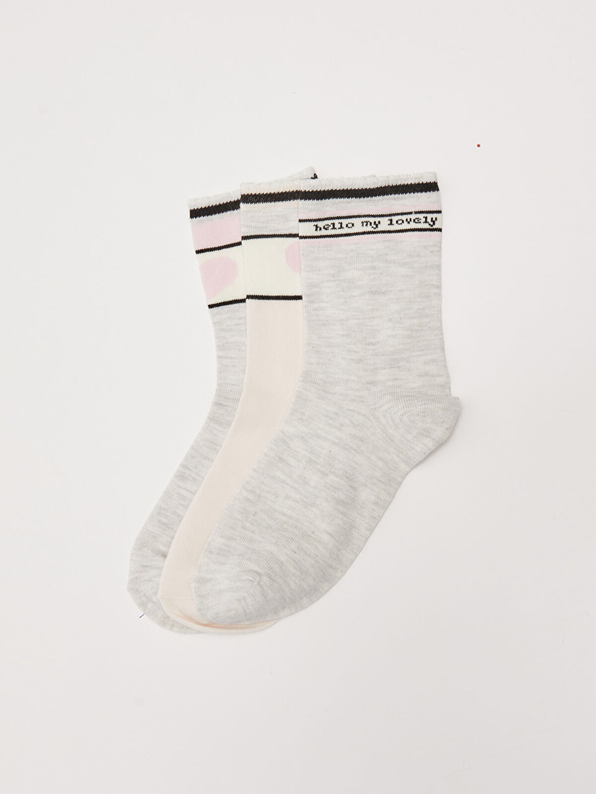 LCW DREAM Baskılı Kadın Soket Çorap 3'lü Paket