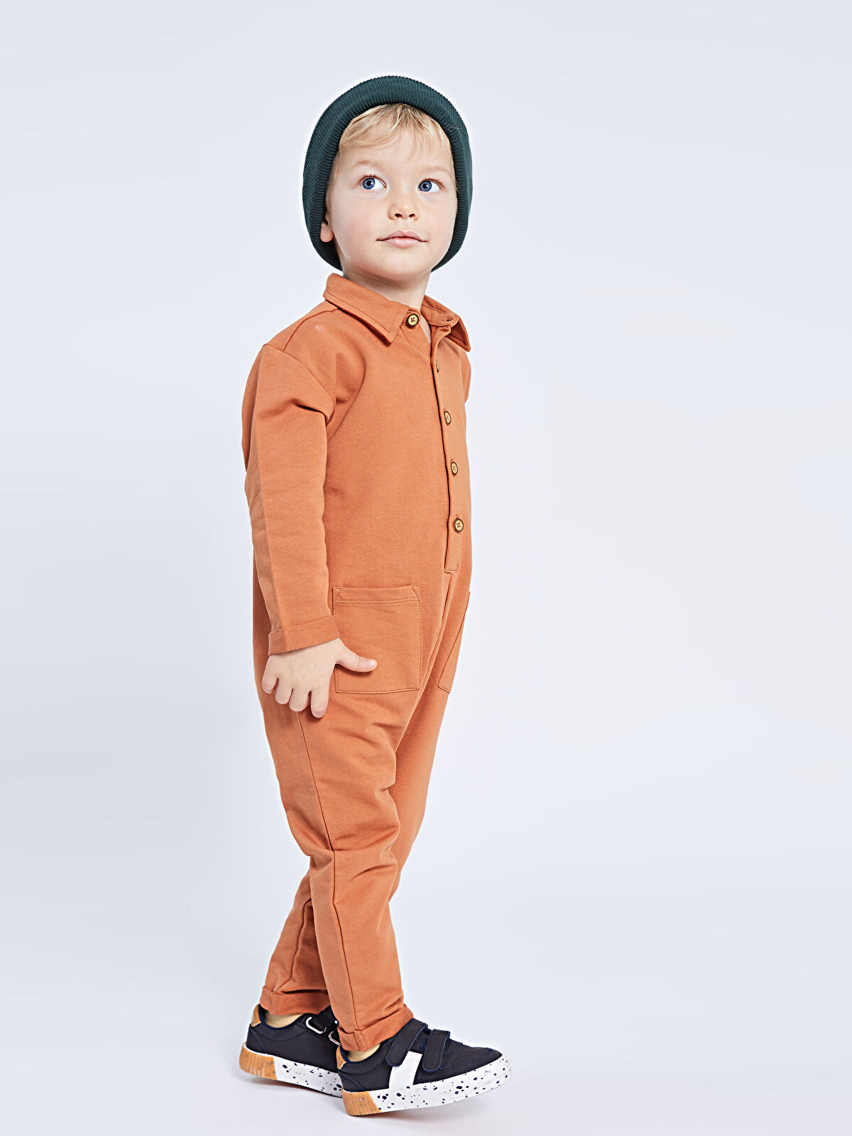 Polo Yaka Uzun Kollu Basic Pamuklu Erkek Bebek Salopet Polo Yaka Uzun Kollu Basic Pamuklu Erkek Bebek Salopet