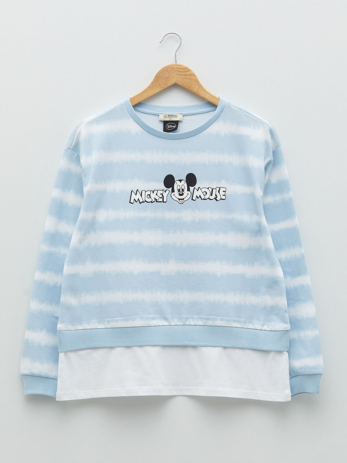 Bisiklet Yaka Mickey Mouse Baskılı Uzun Kollu Kadın Sweatshirt Anne Kız Kombini