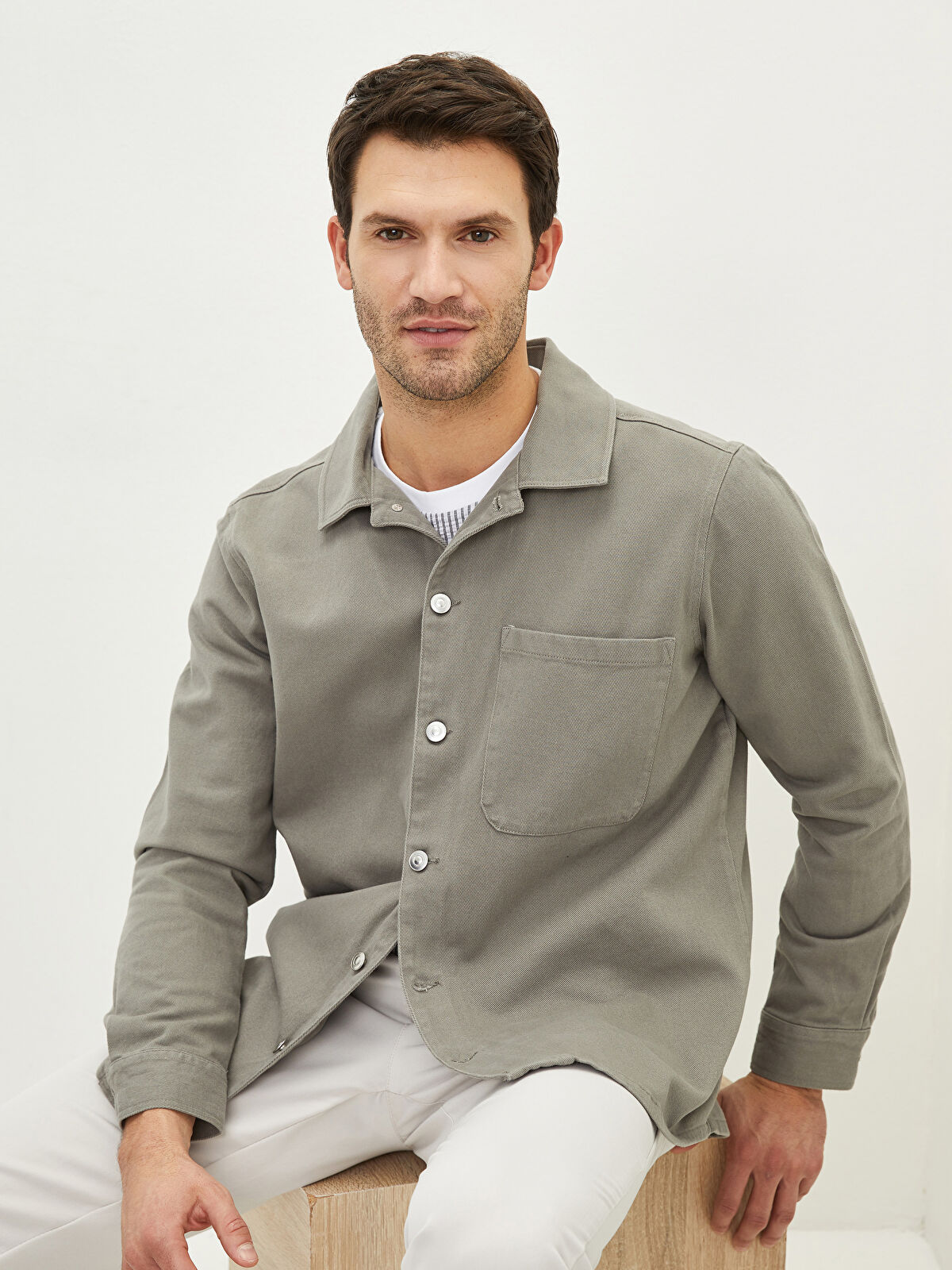 LCW VISION Slim Fit Uzun Kollu Erkek Jean Gömlek