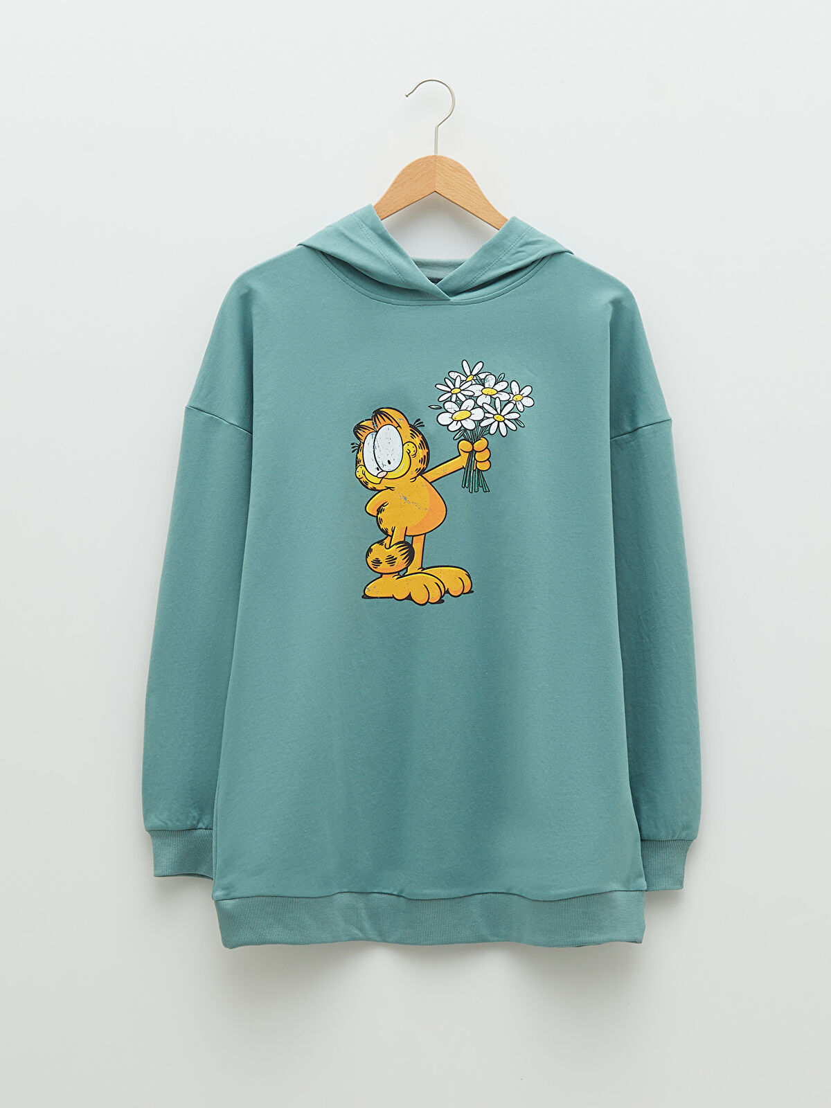 MODEST Kapüşonlu Garfield Baskılı Uzun Kollu Kadın Sweatshirt Tunik
