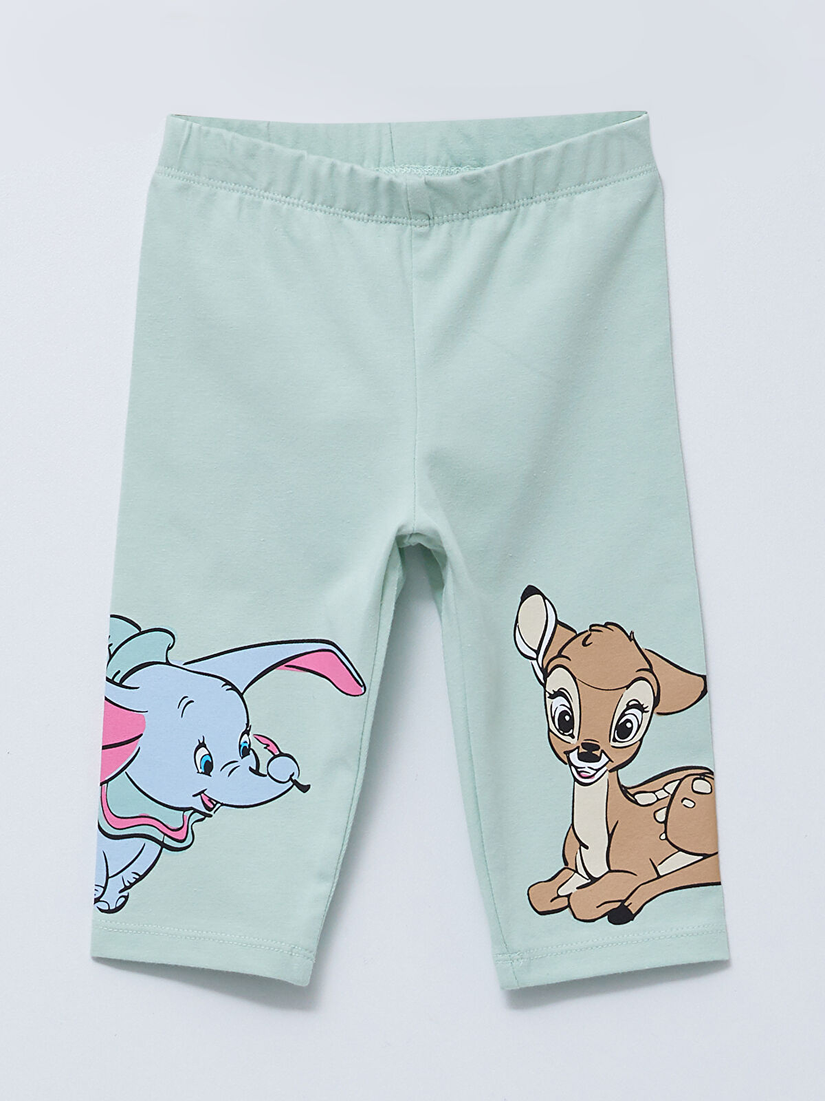 Beli Lastikli Dumbo ve Bambi Baskılı Pamuklu Kız Bebek Tayt