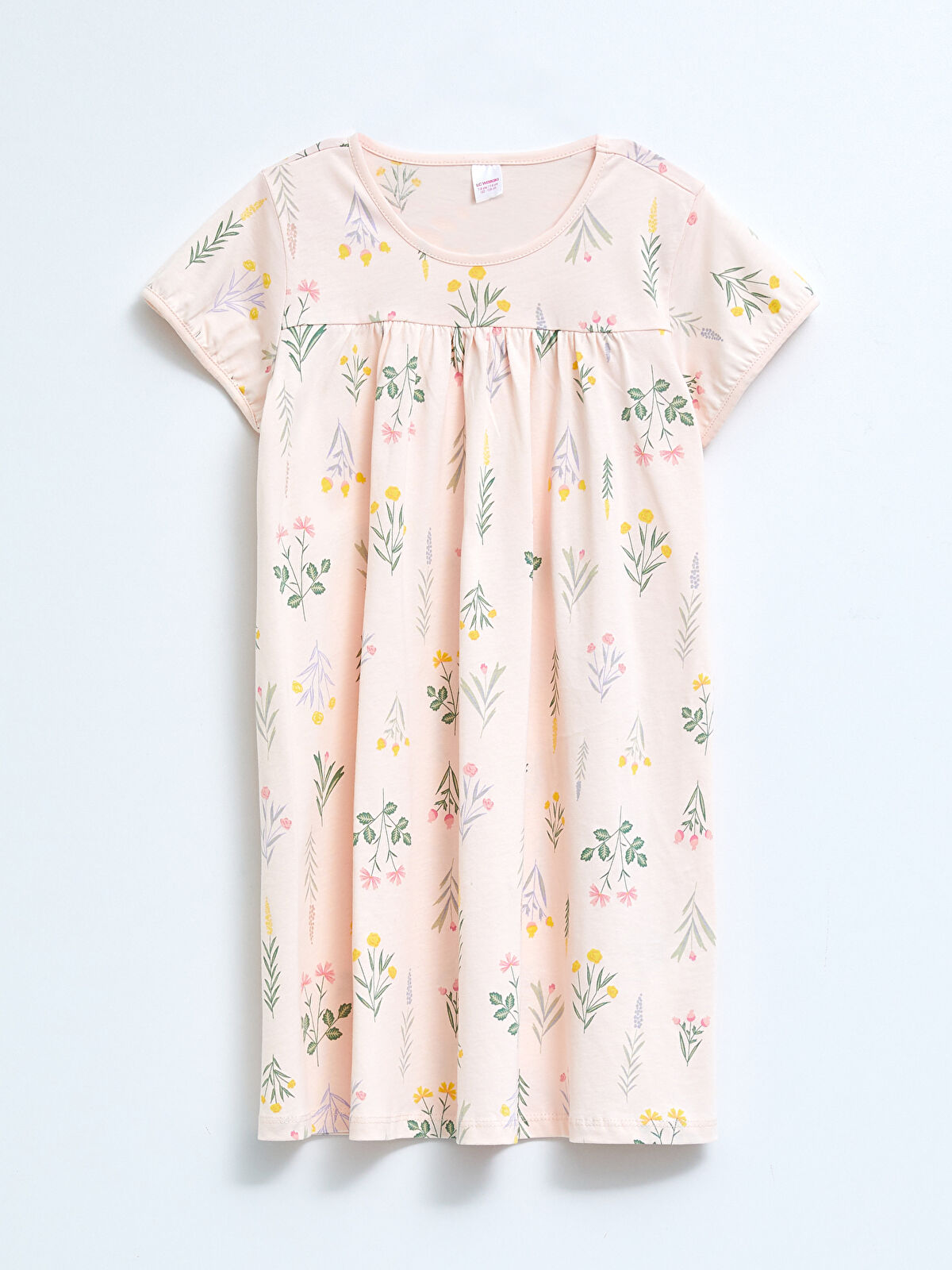 Bisiklet Yaka Desenli Kısa Kollu Pamuklu Kız Çocuk Gecelik