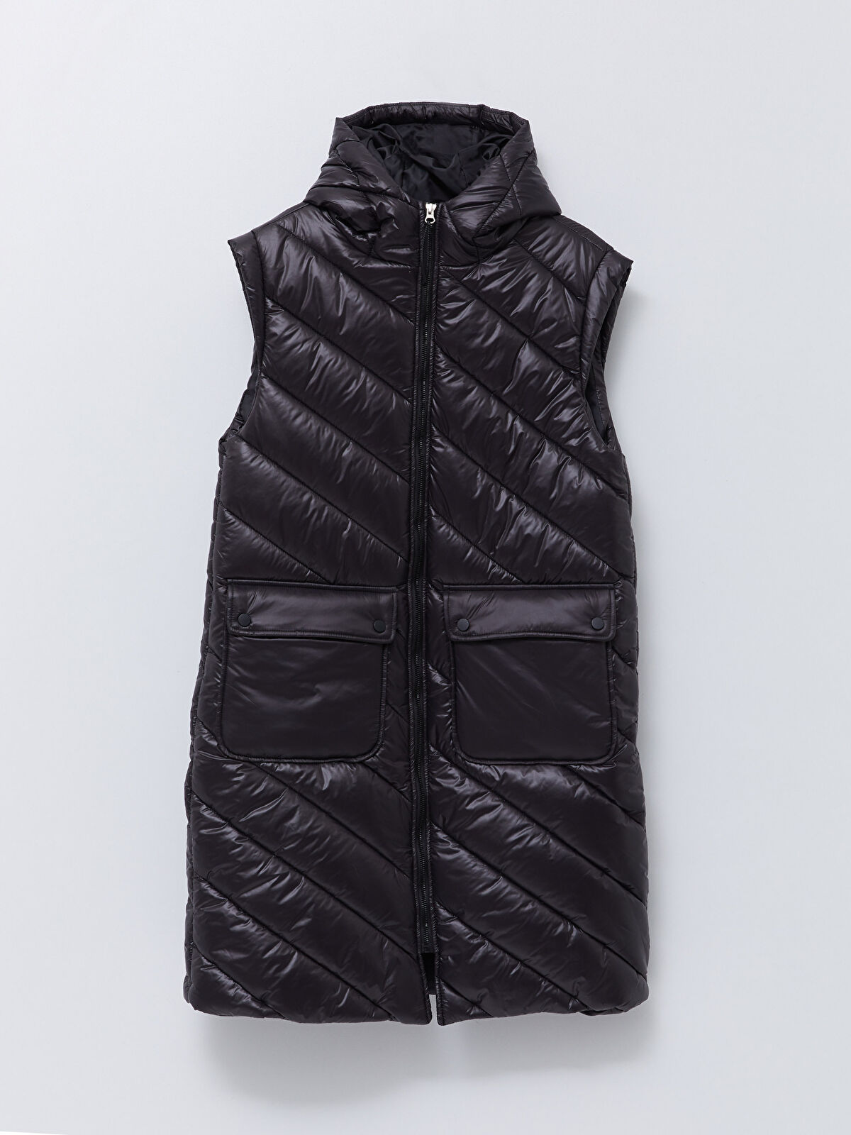 MODEST Kapüşonlu Düz Oversize Kadın Şişme Yelek