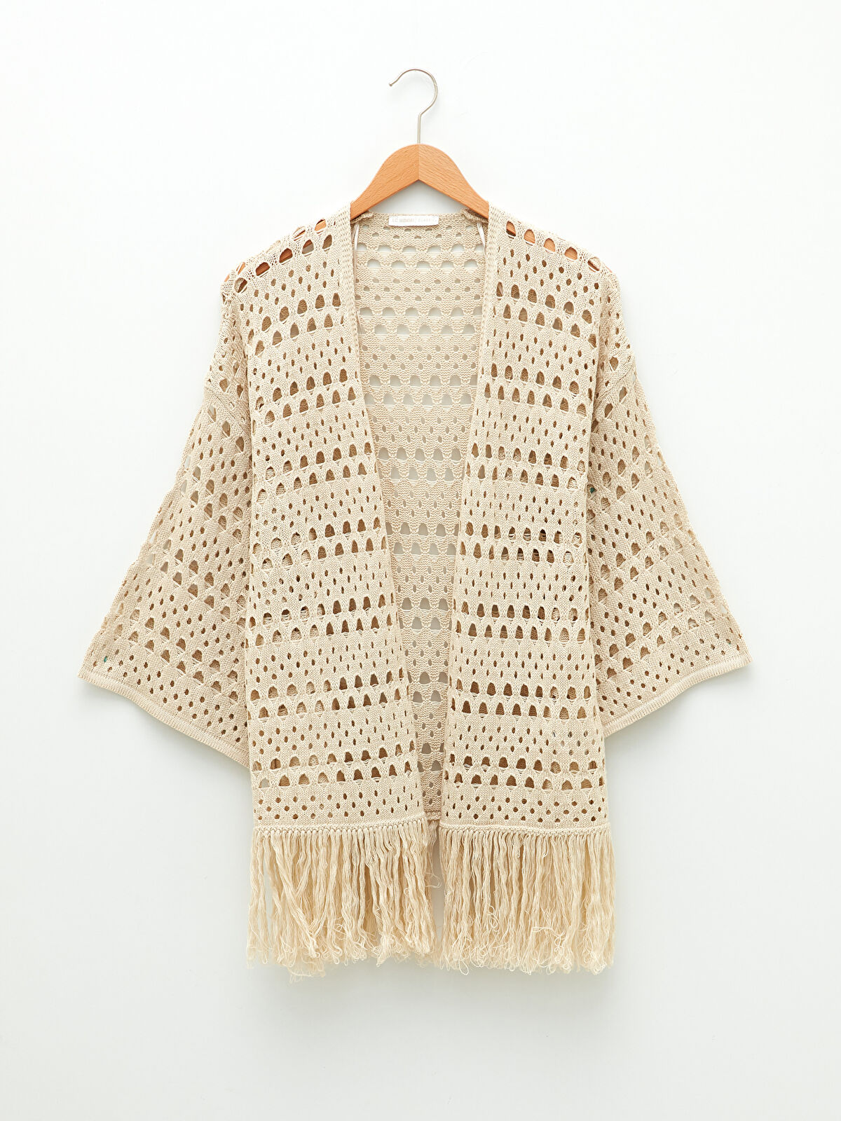 LCW CLASSIC Şal Yaka Ajurlu Uzun Kollu Kadın Triko Hırka