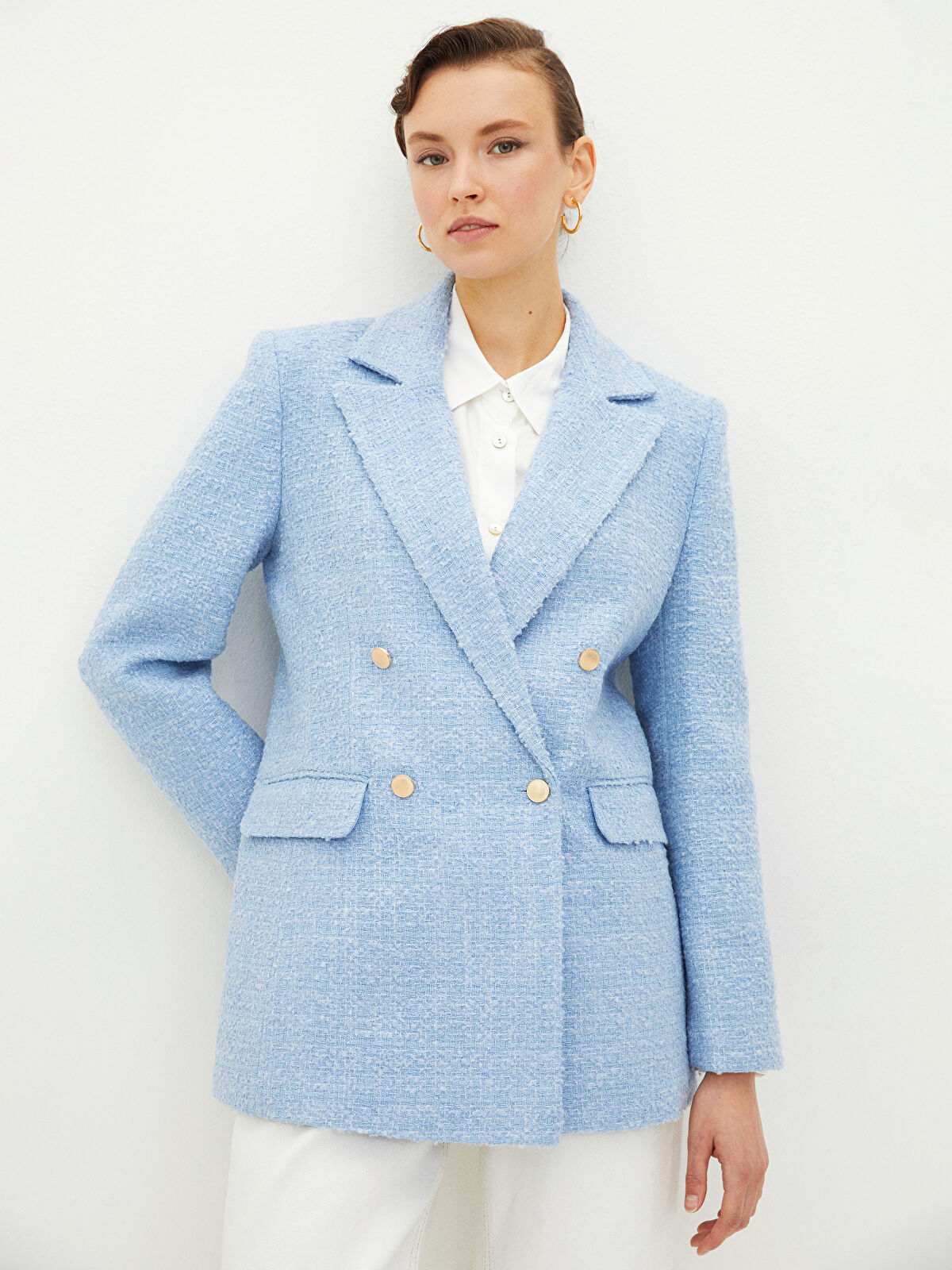 LCW VISION Önden Düğme Kapamalı Düz Uzun Kollu Tüvit Kadın Blazer Ceket LCW VISION Önden Düğme Kapamalı Düz Uzun Kollu Tüvit Kadın Blazer Ceket