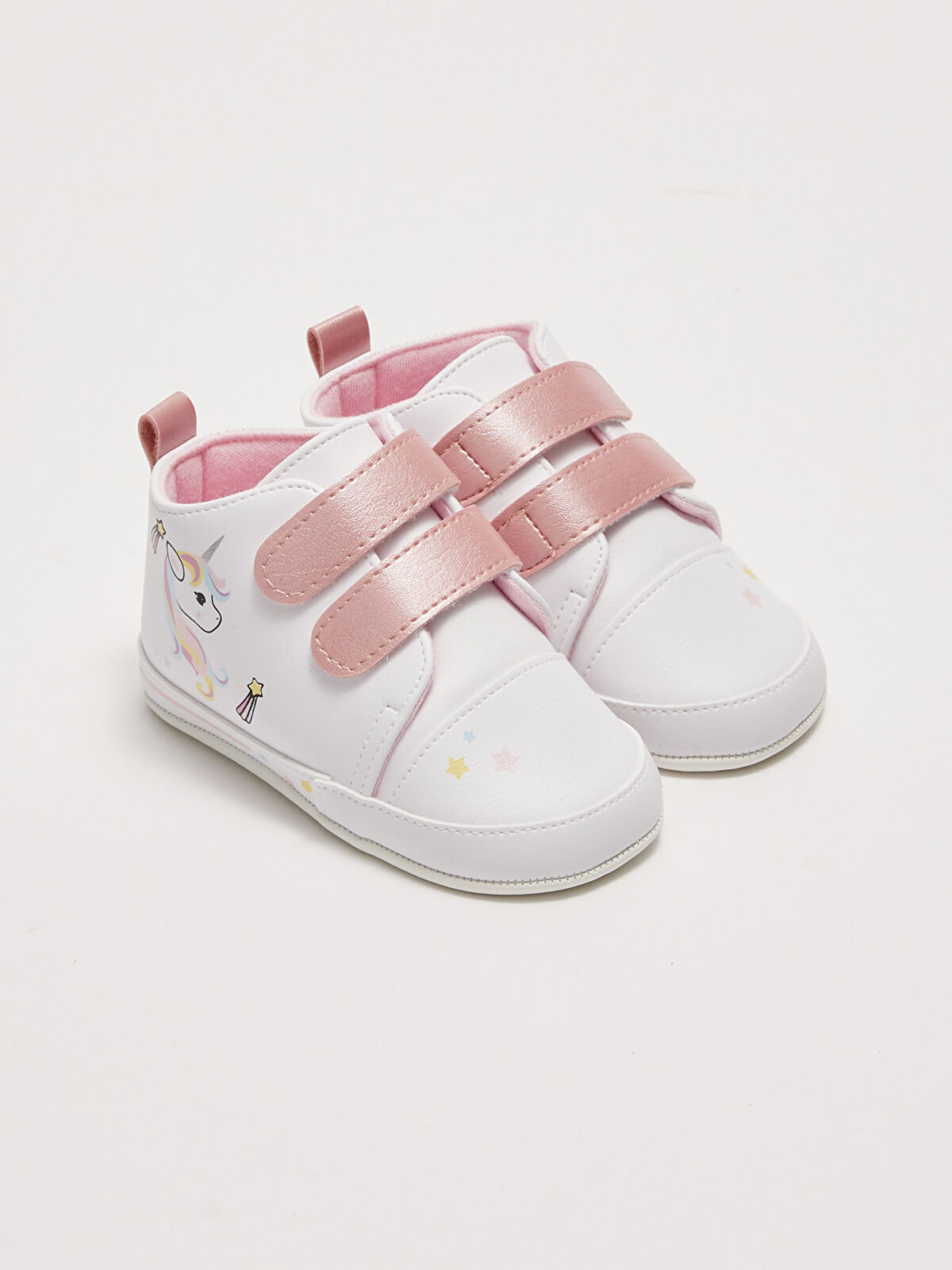 Baskılı Deri Görünümlü Cırt Cırtlı Yürüme Öncesi Kız Bebek Ayakkabı
