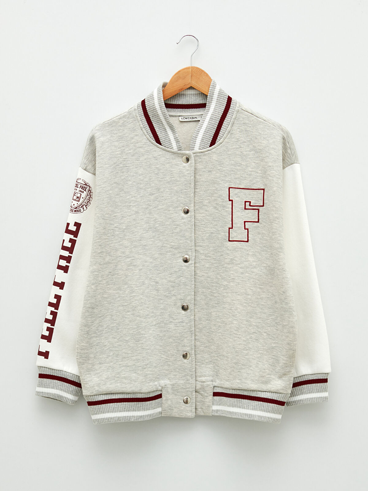 LCW CASUAL Kolej Yaka Baskılı Uzun Kollu Kadın Spor Hırka