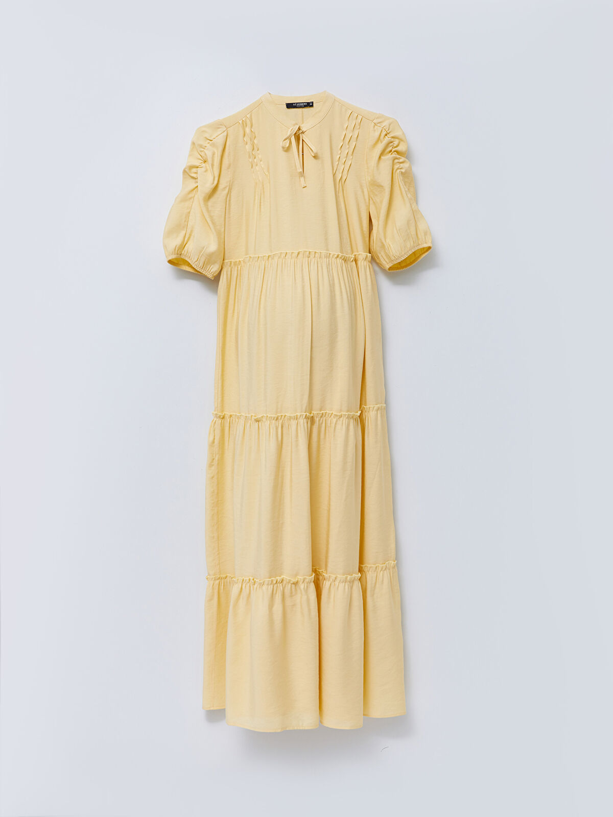 Bağlamalı Yaka Düz Kısa Kollu Poplin Hamile Elbise