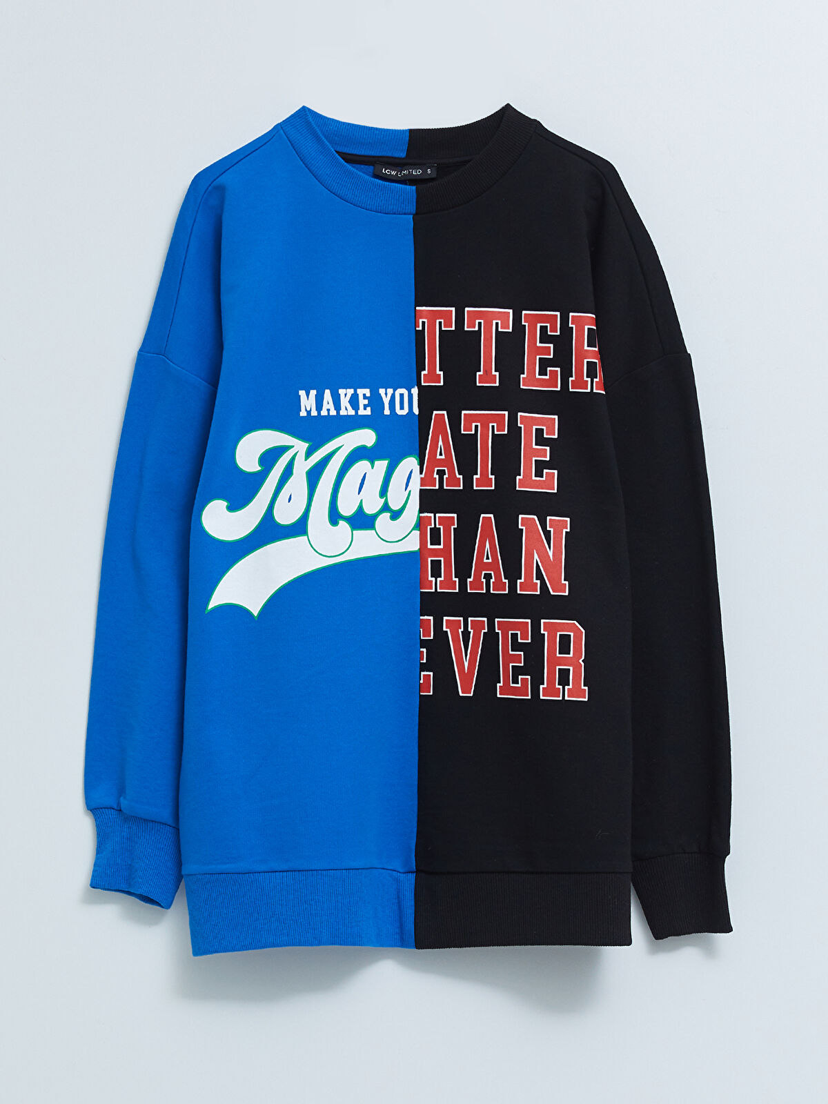 LCW LIMITED Bisiklet Yaka Renk Bloklu Uzun Kollu Kadın Sweatshirt