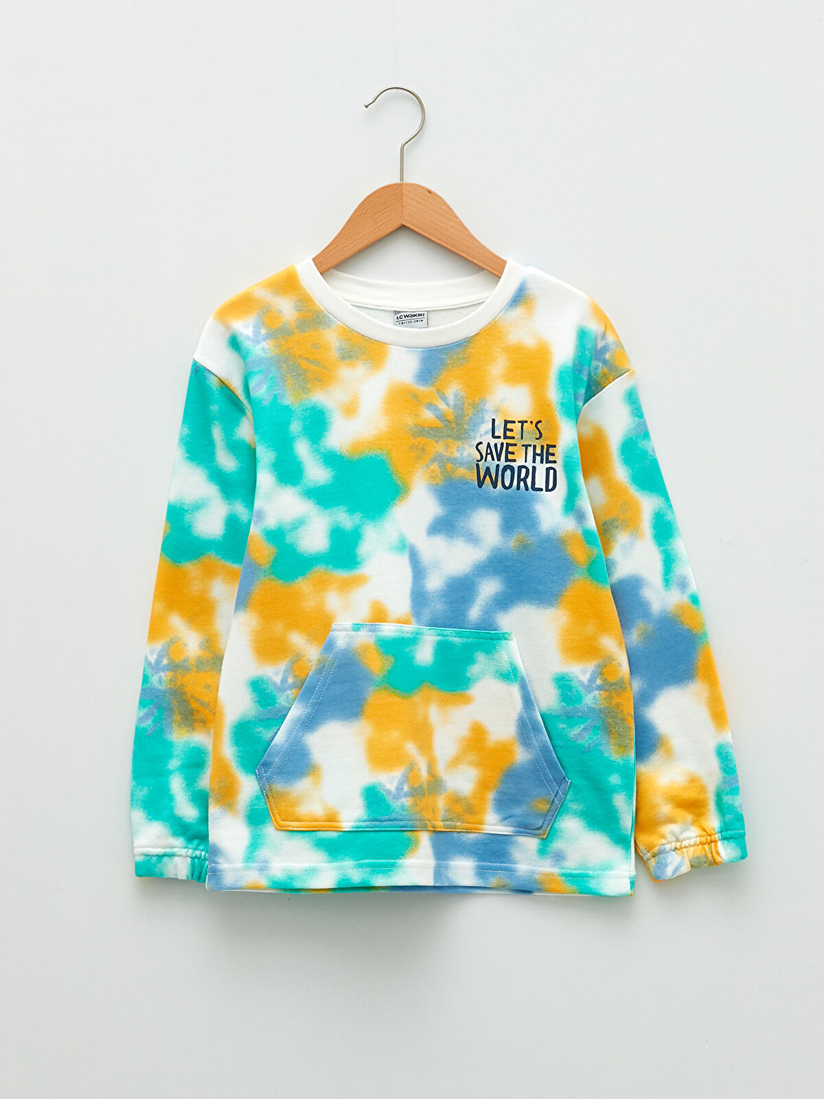 Bisiklet Yaka Batik Desenli Uzun Kollu Erkek Çocuk Sweatshirt