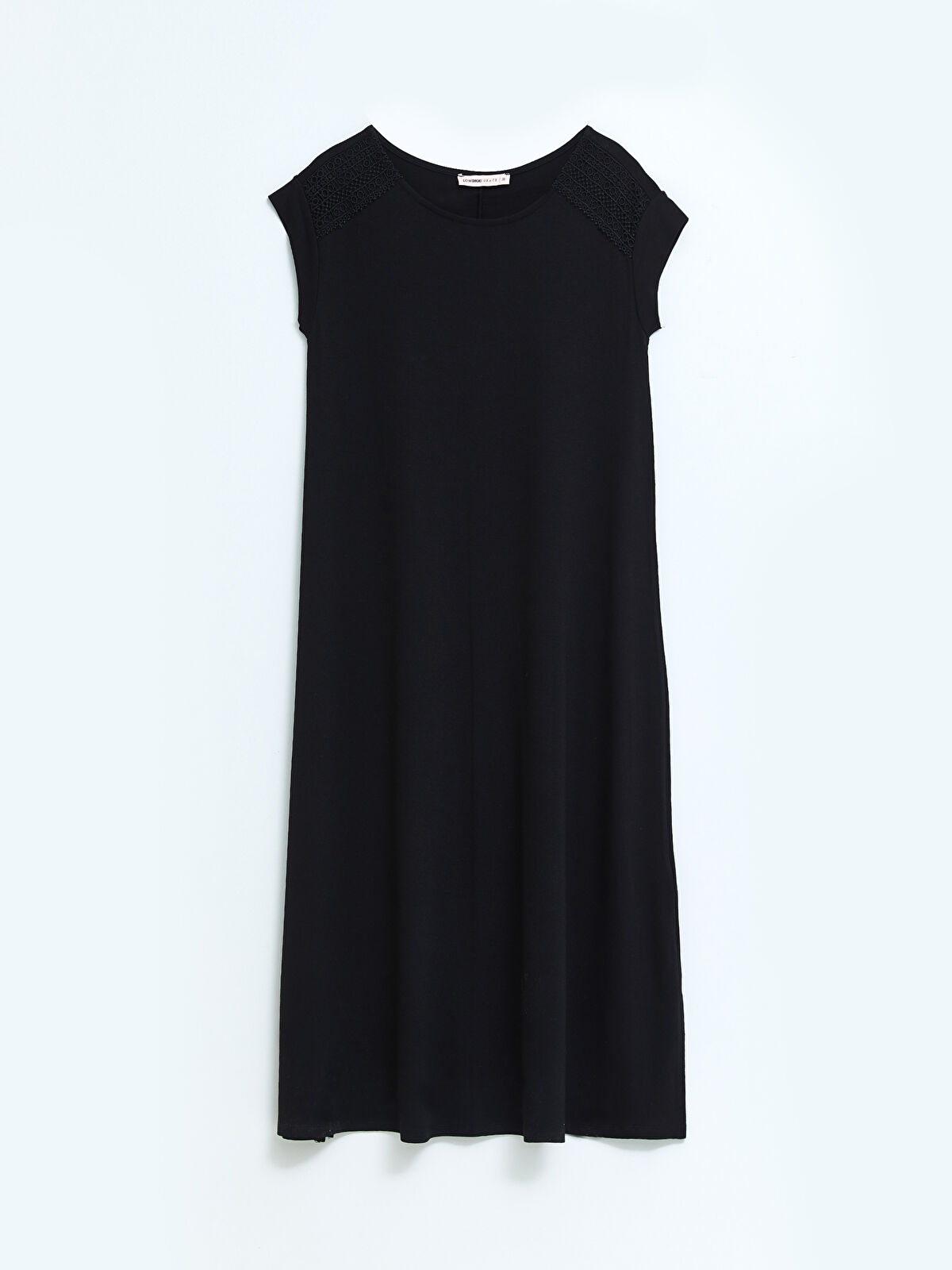 LCW GRACE Bisiklet Yaka Nakışlı Kısa Kollu A Kesim Kadın Elbise