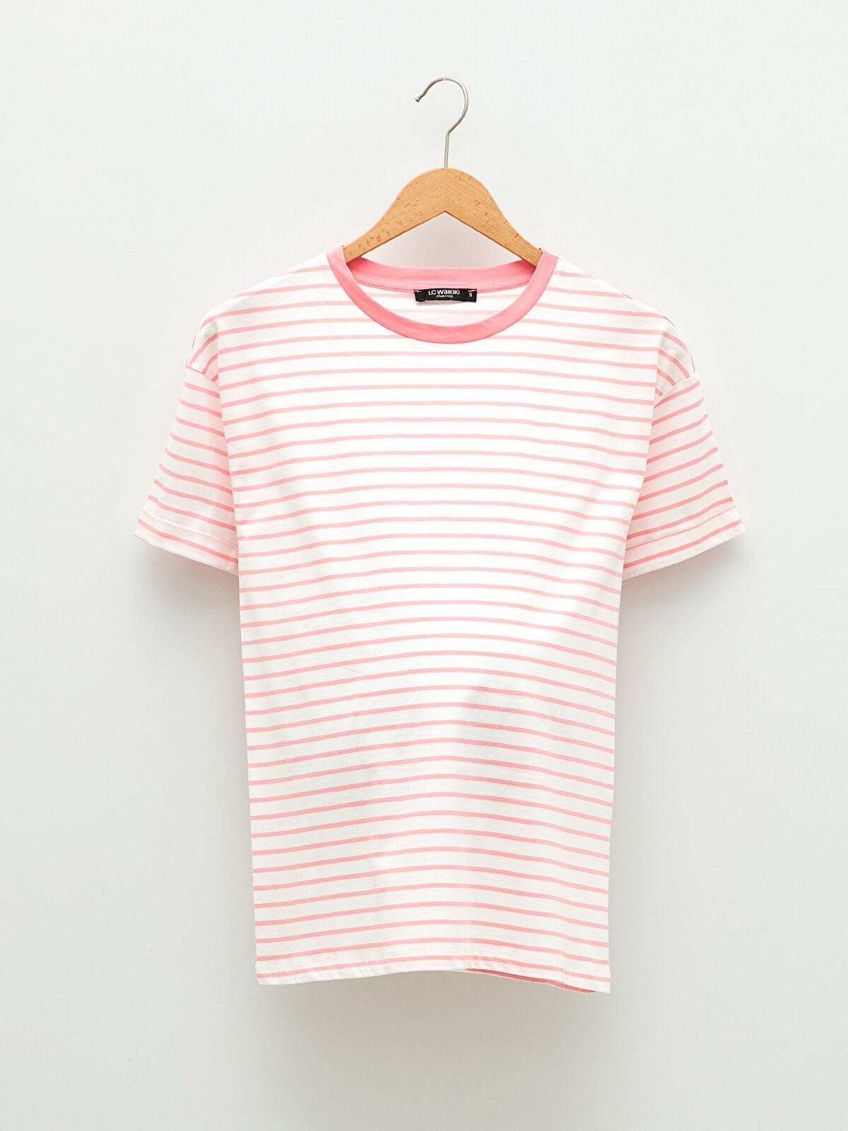 Bisiklet Yaka Çizgili Kısa Kollu Pamuklu Hamile Tişört