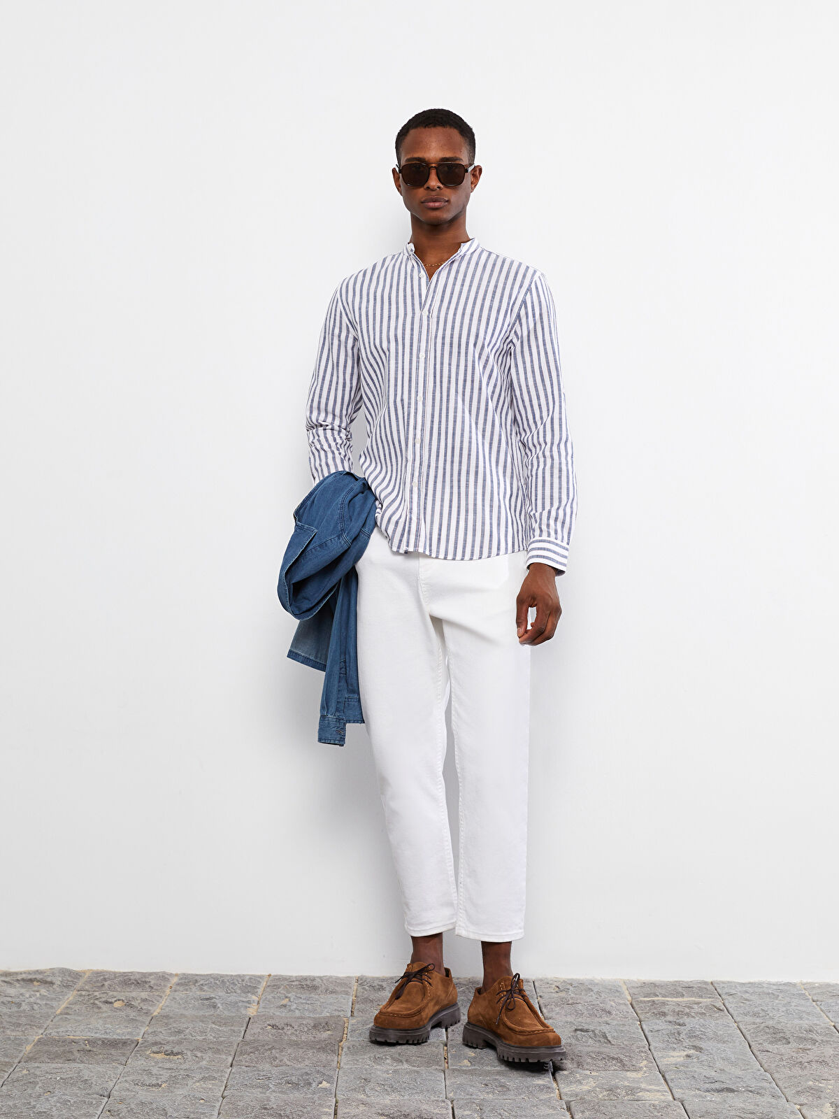 LCW CASUAL Slim Fit Uzun Kollu Çizgili Erkek Gömlek