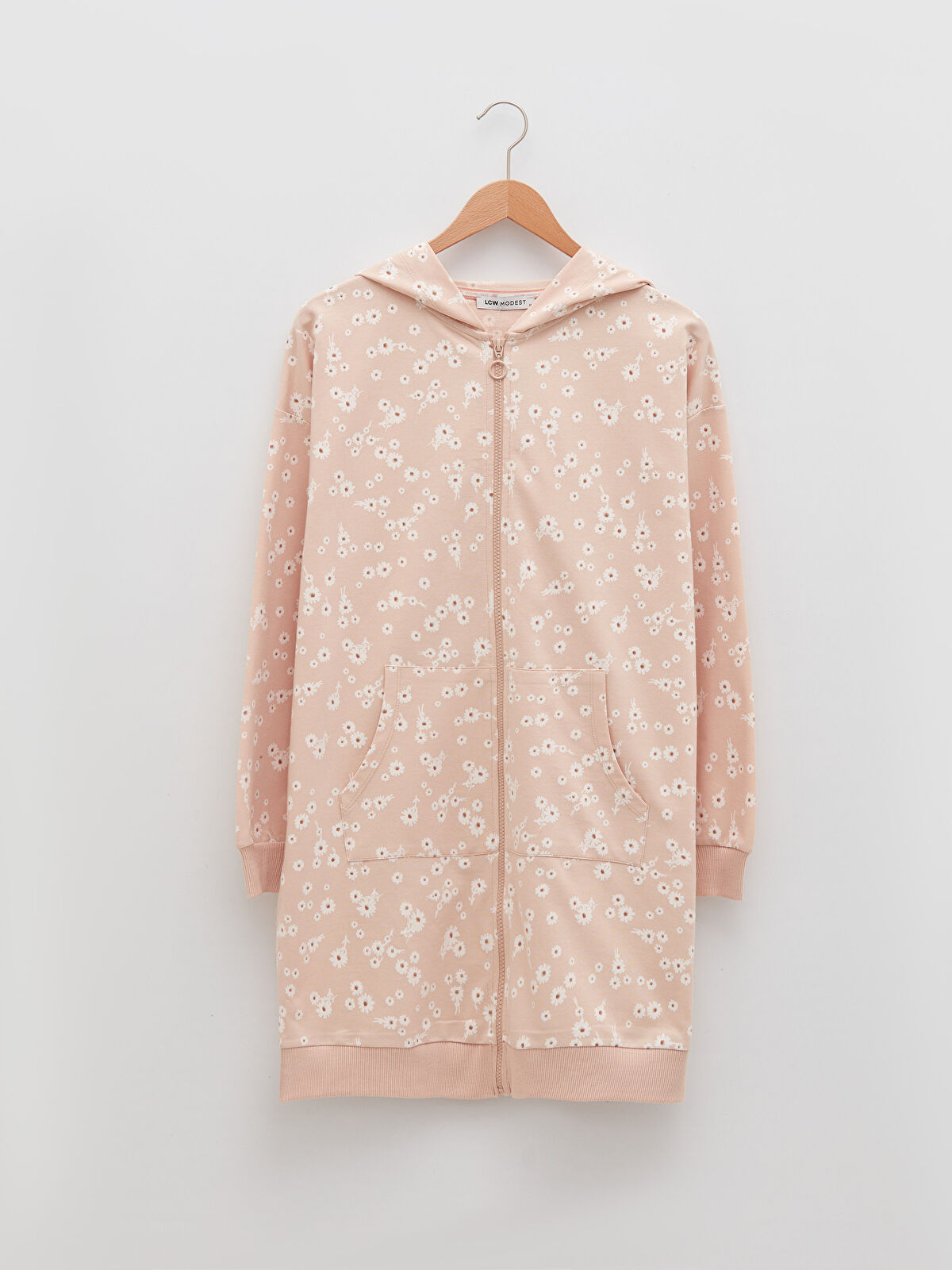 MODEST Kapüşonlu Çiçekli Uzun Kollu Kadın Spor Hırka
