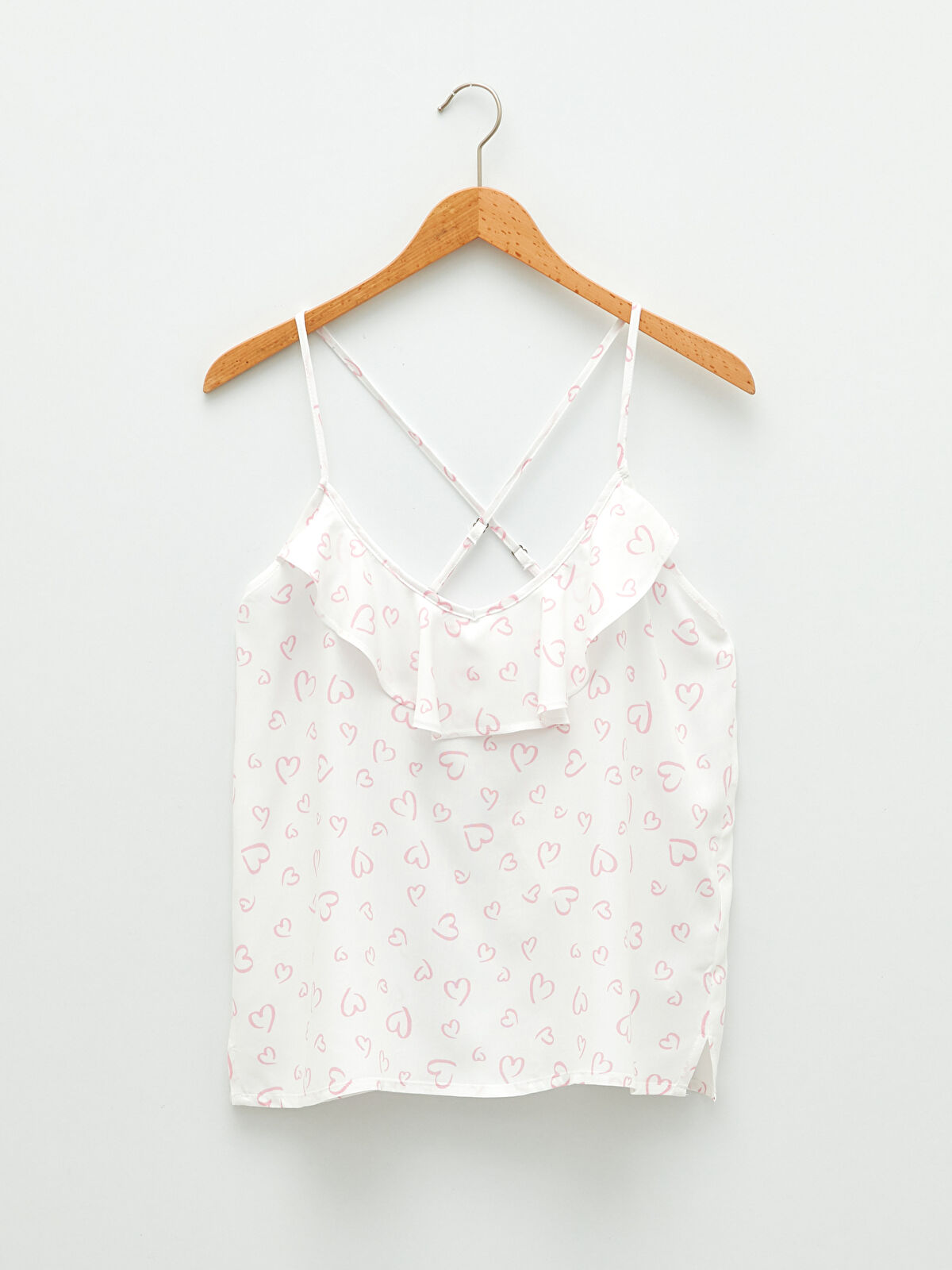 LCW DREAM V Yaka Desenli Askılı Viskon Kadın Pijama Üst