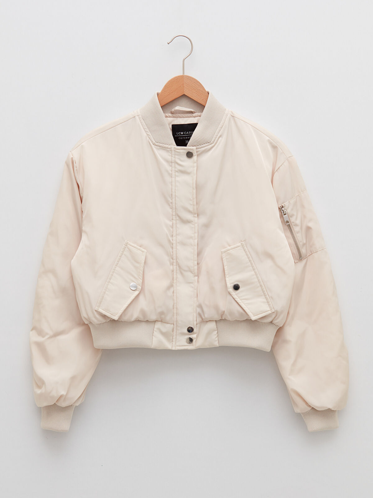 LCW CASUAL Kolej Yaka Düz Uzun Kollu Kadın Şişme Mont