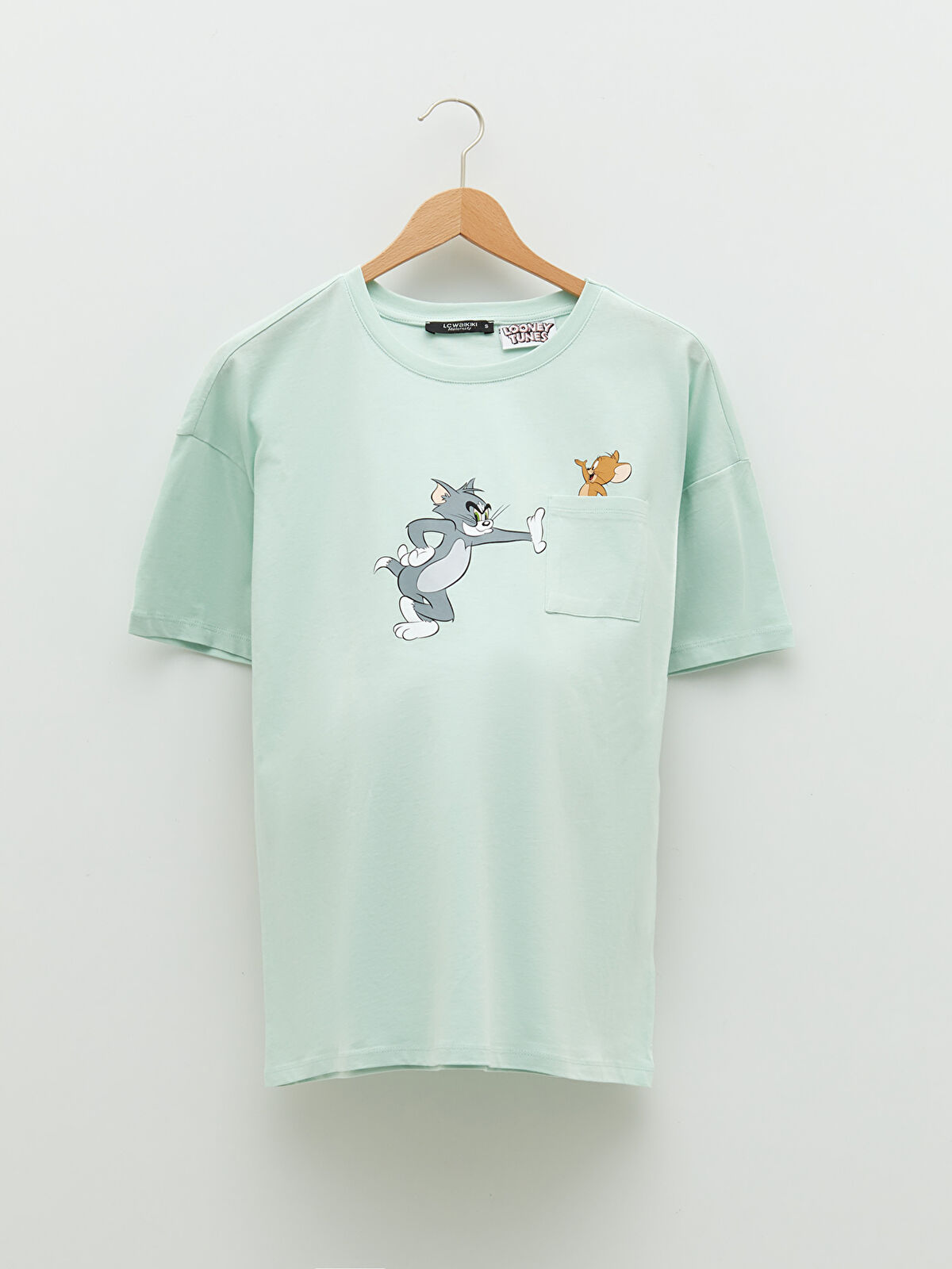 Bisiklet Yaka Tom&Jerry Baskılı Kısa Kollu Pamuklu Hamile Tişört