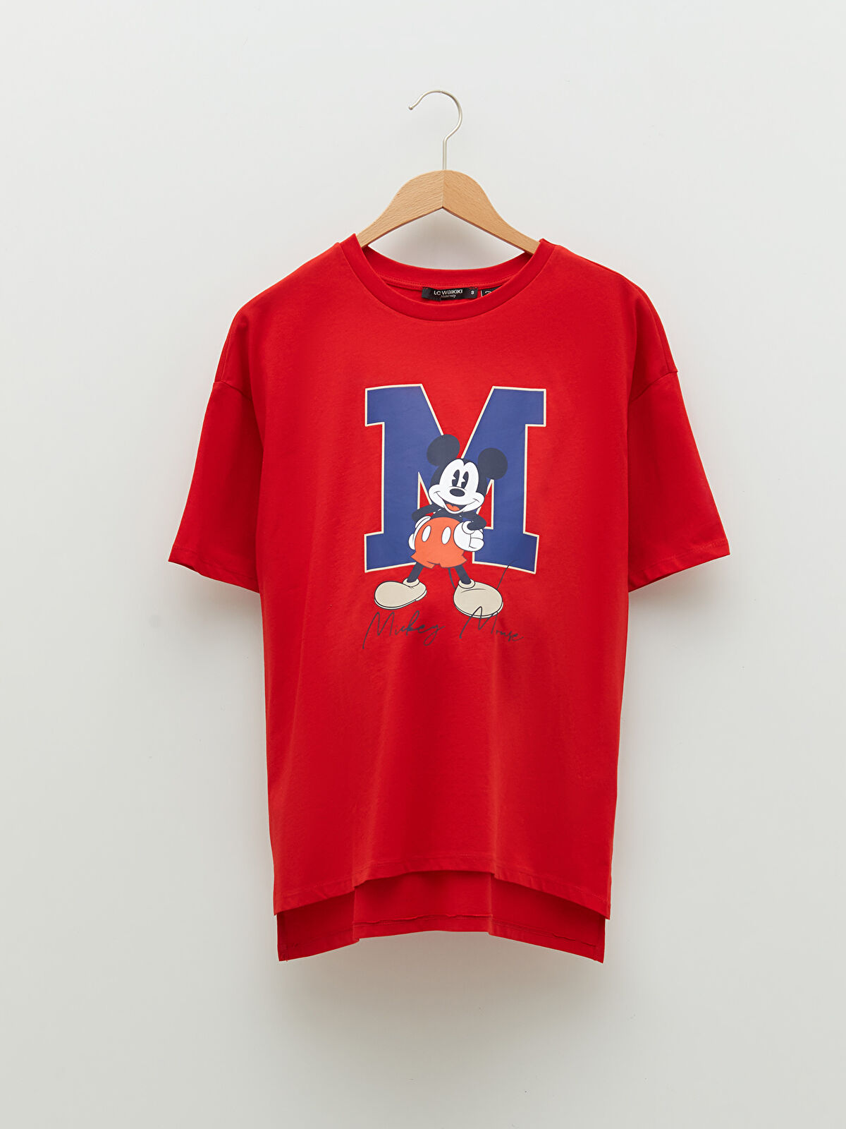 Bisiklet Yaka Mickey Mouse Baskılı Kısa Kollu Pamuklu Hamile Tişört