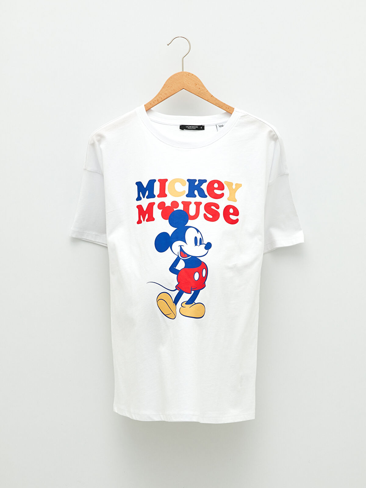 Bisiklet Yaka Mickey Mouse Baskılı Kısa Kollu Pamuklu Hamile Tişört