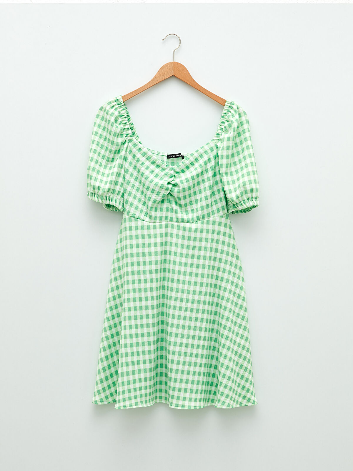 LCW LIMITED Kalp Yaka Ekose Kısa Kollu Kadın Elbise