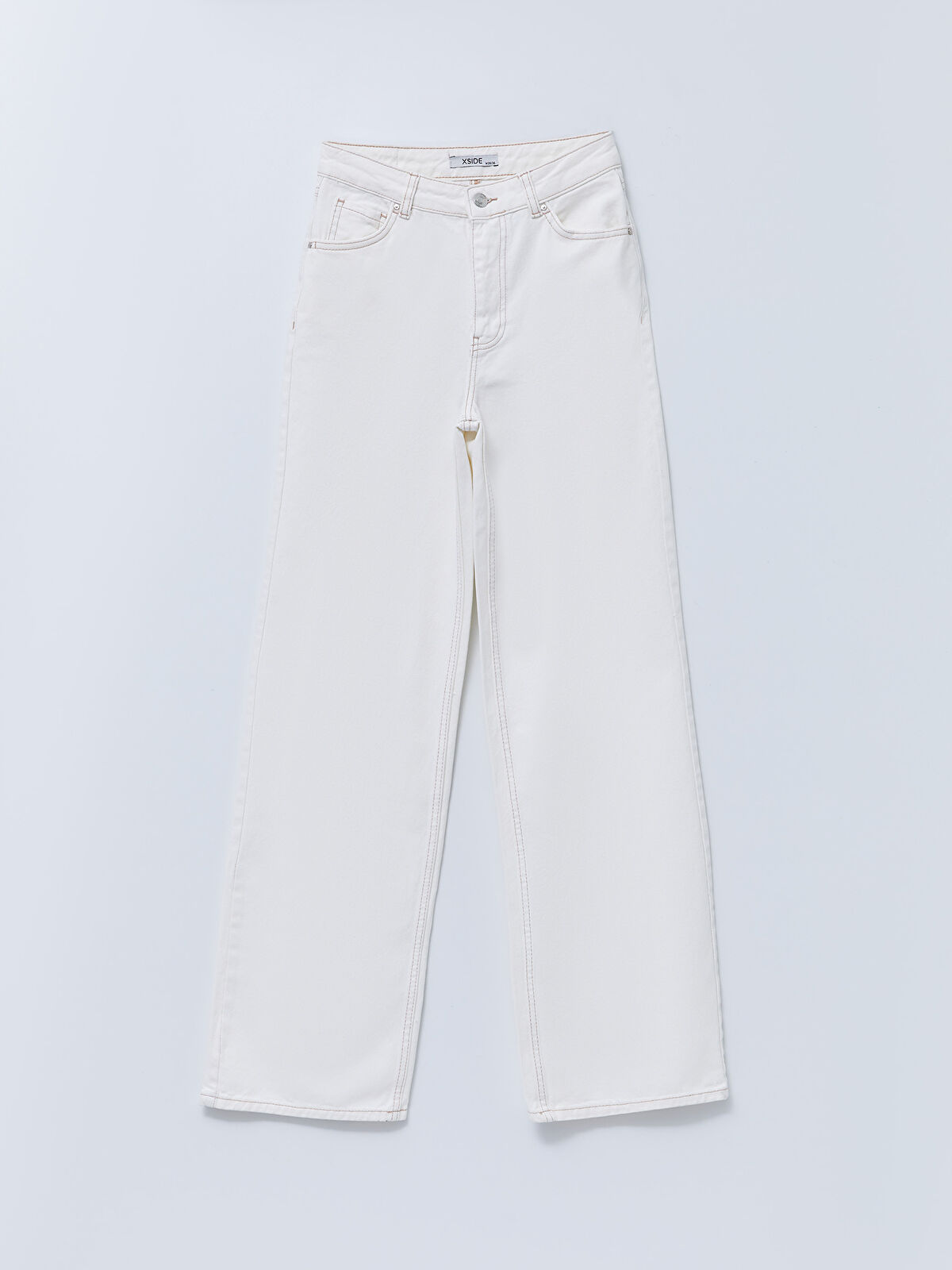 XSIDE Standart Fit Düz Cep Detaylı Geniş Paça Kadın Jean Pantolon