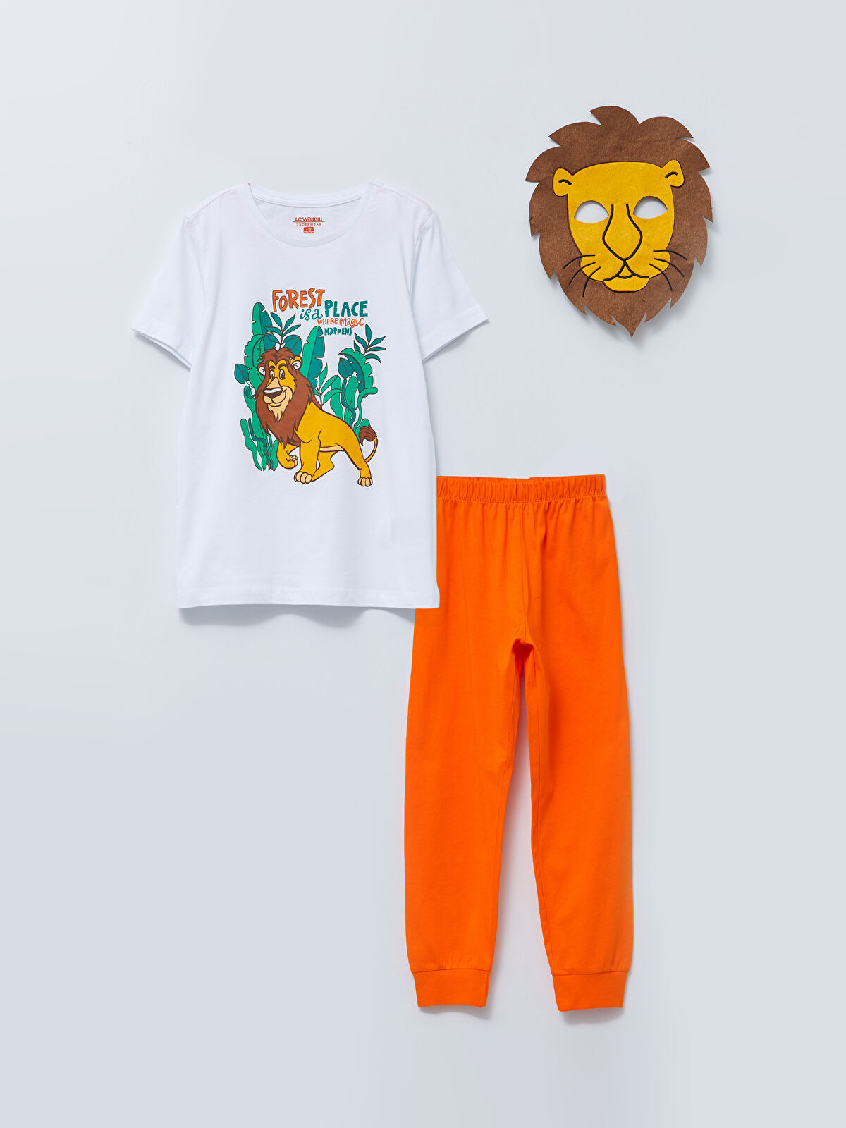 Bisiklet Yaka Baskılı Kısa Kollu Pamuklu Erkek Çocuk Pijama Takımı ve Maske