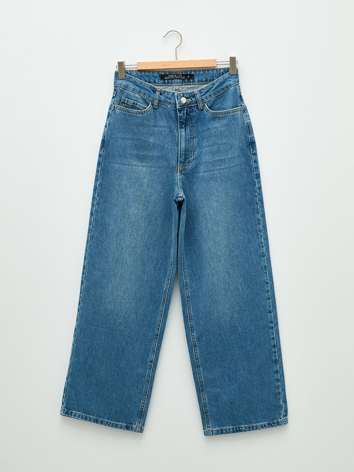 MODEST Standart Fit Düz Cep Detaylı Geniş Paça Kadın Rodeo Jean Pantolon