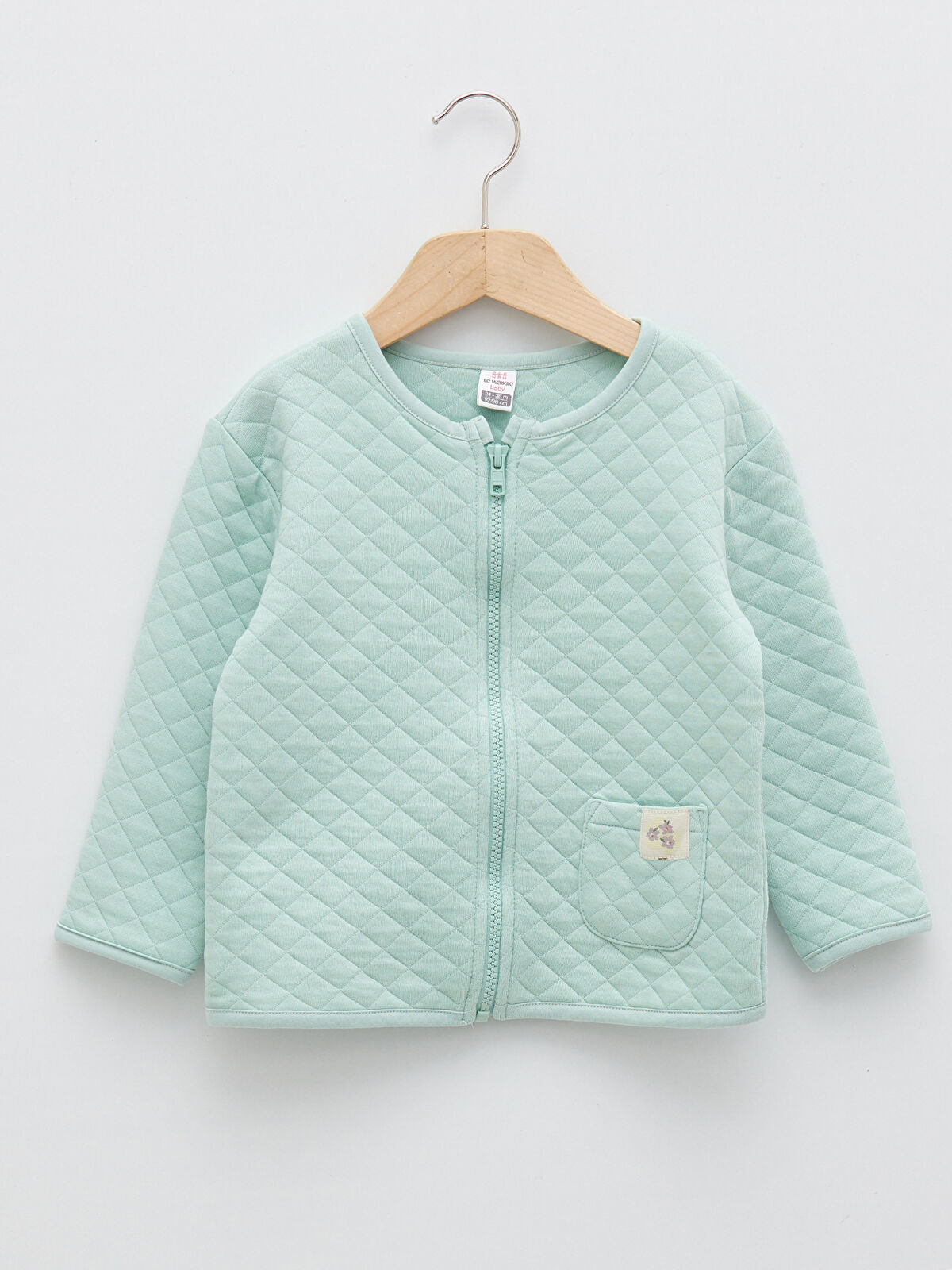 Bisiklet Yaka Uzun Kollu Kapitone Desenli Kız Bebek Fermuarlı Sweatshirt