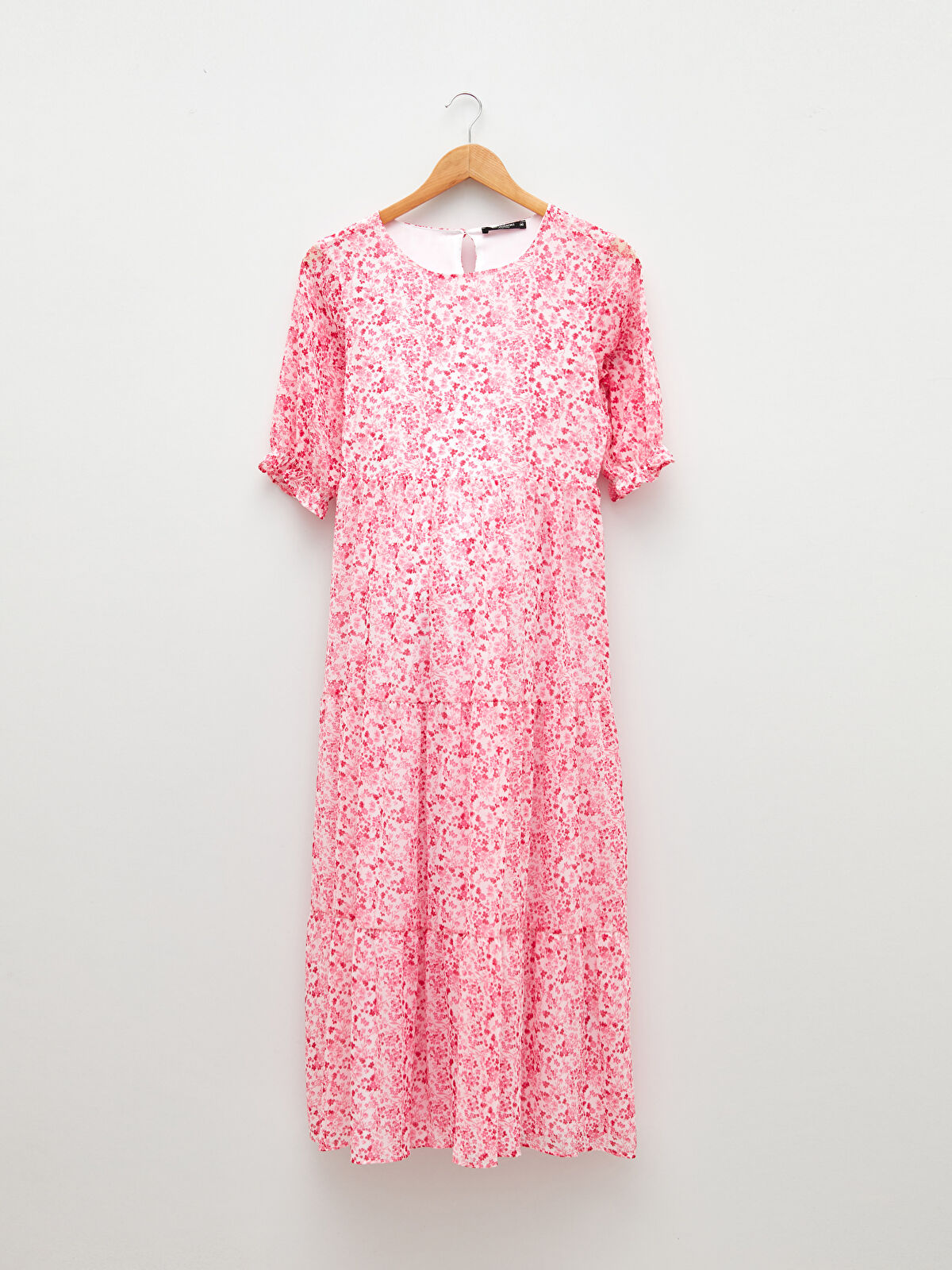 Bisiklet Yaka Çiçekli Kısa Kollu Şifon Hamile Elbise Bisiklet Yaka Çiçekli Kısa Kollu Şifon Hamile Elbise