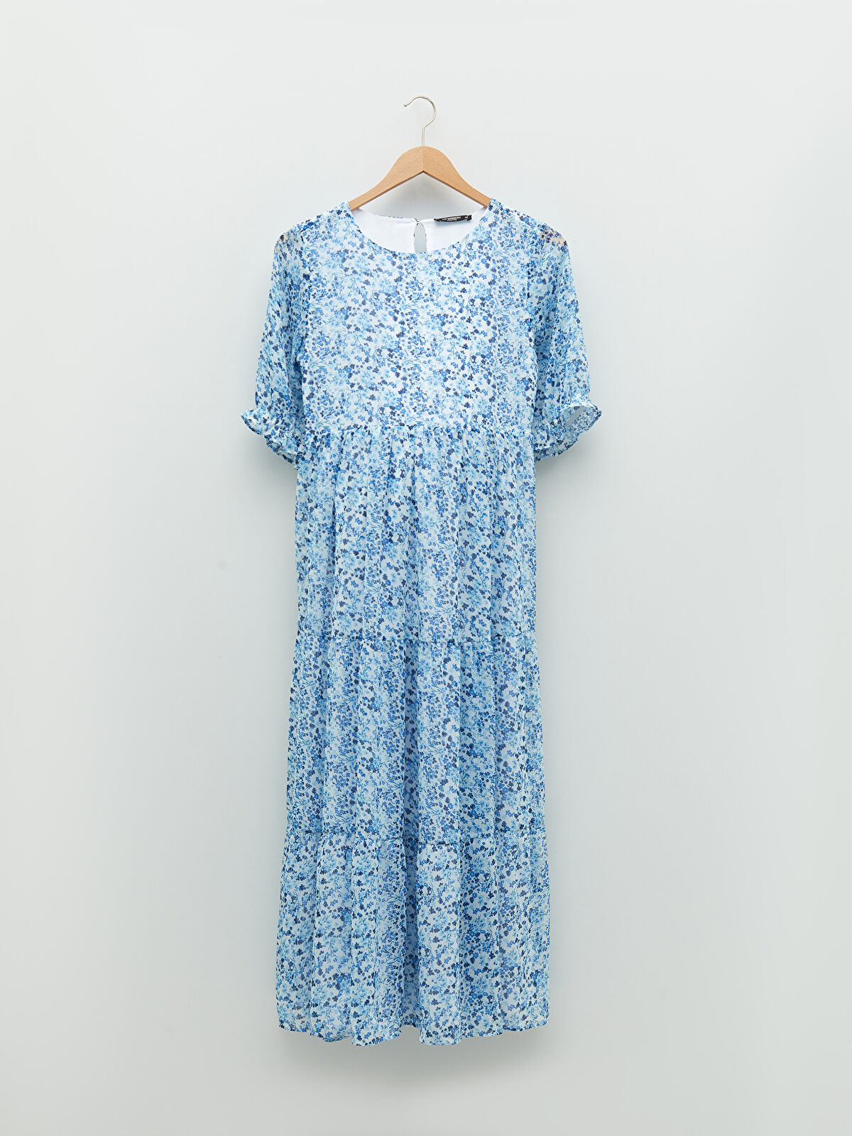 Bisiklet Yaka Çiçekli Kısa Kollu Şifon Hamile Elbise Bisiklet Yaka Çiçekli Kısa Kollu Şifon Hamile Elbise